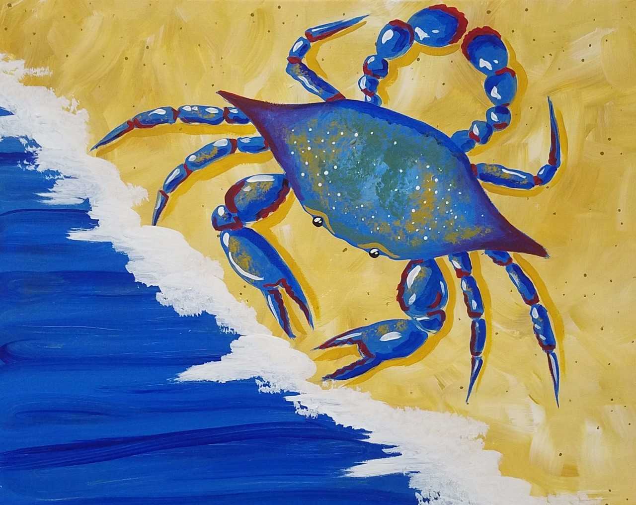 A Crab at the Beach - Pinot's Palette Painting