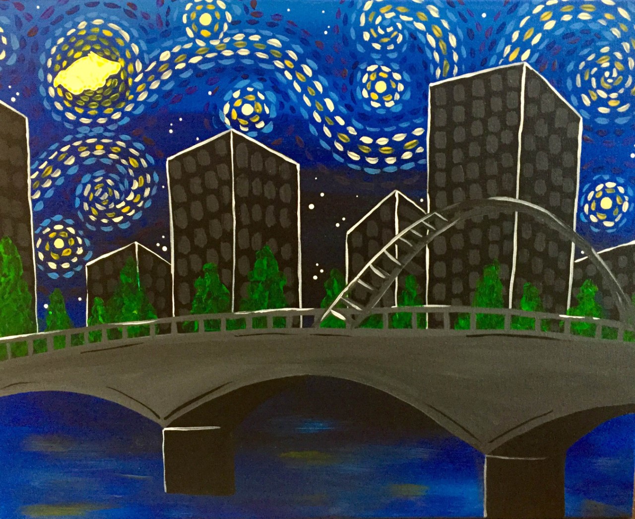 A Starry Night Over The Rock! - Pinot's Palette Painting