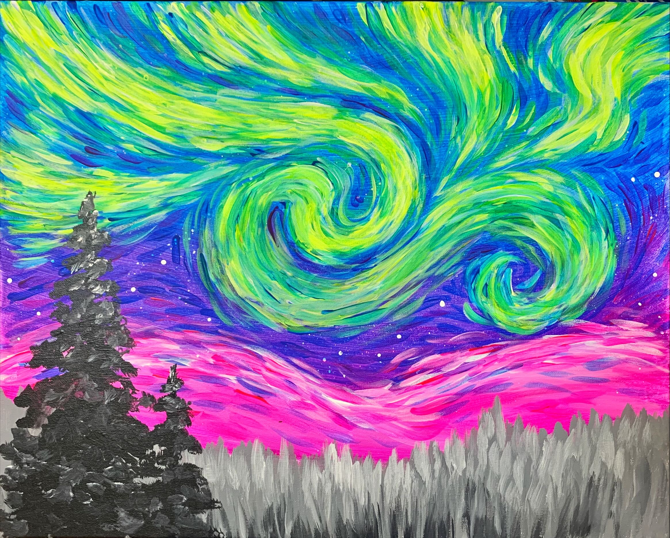 Aurora Starry Night - Pinot's Palette Painting