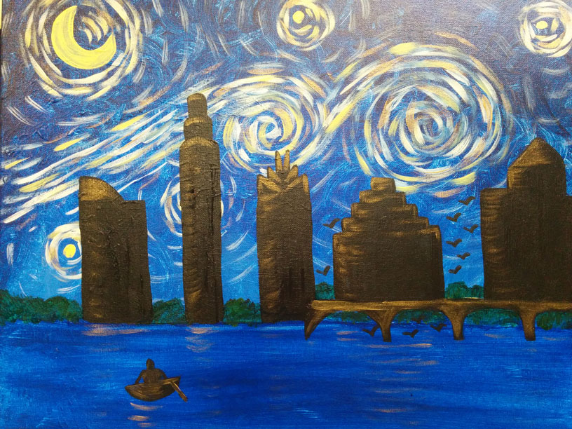 Austin Starry Night - Pinot's Palette Painting