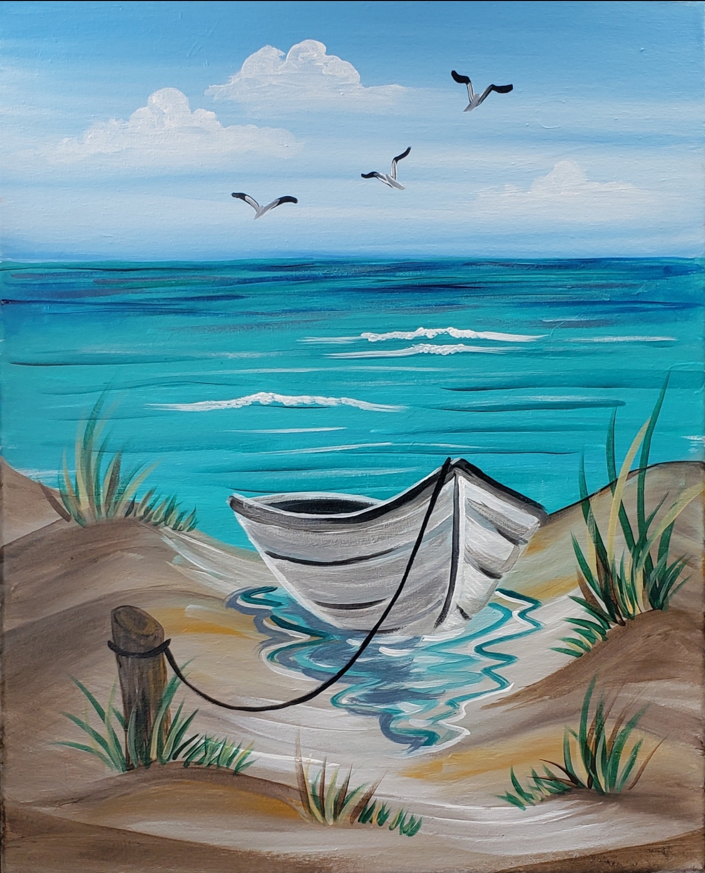 Beach Treasure: Coming Ashore - Pinot's Palette Painting