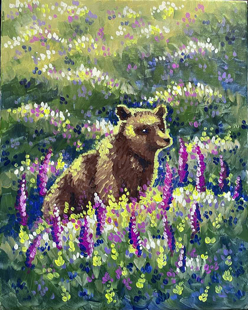 Bear in a Meadow - Pinot's Palette Painting