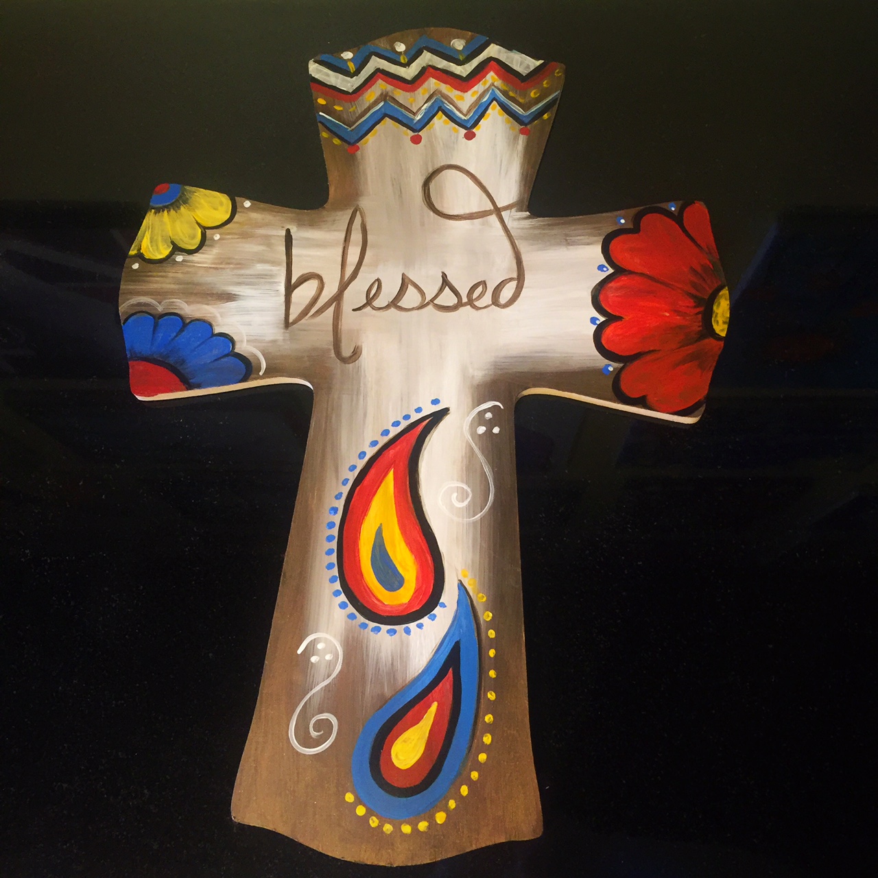 Blessed Wooden Cross Cut Out - Pinot's Palette Painting