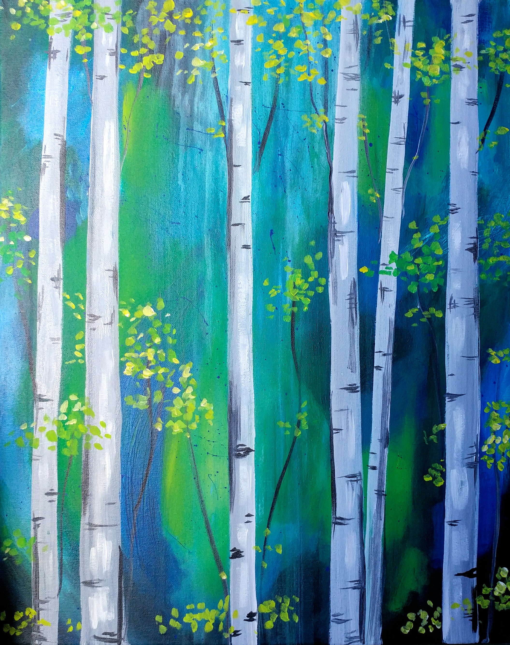 Blue Birch Woods - Pinot's Palette Painting