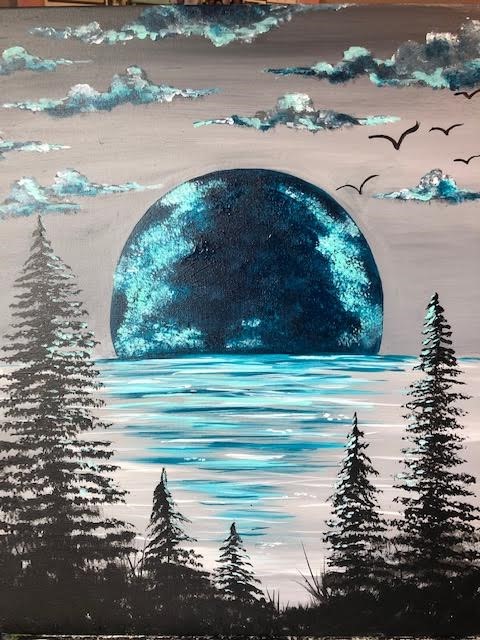 Blue Moon Rising - Pinot's Palette Painting