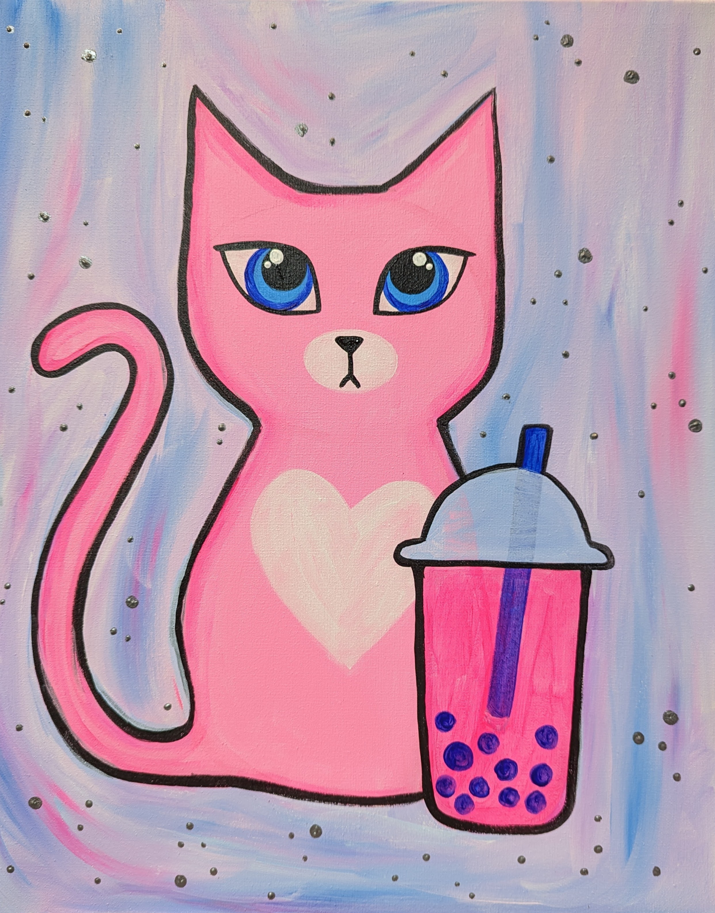 Boba Tea Kitty - Pinot's Palette Painting