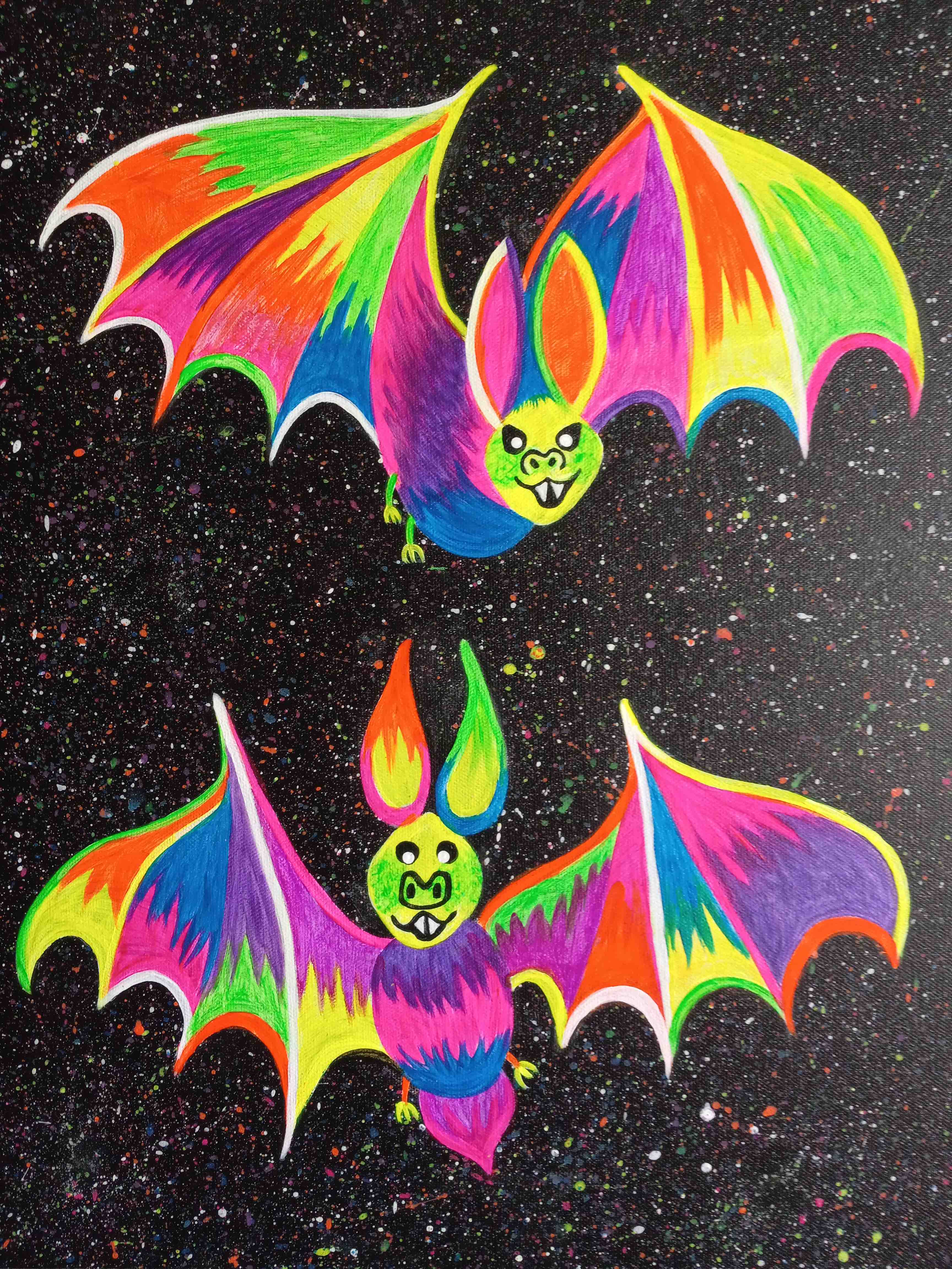 Bright Bats - Pinot's Palette Painting