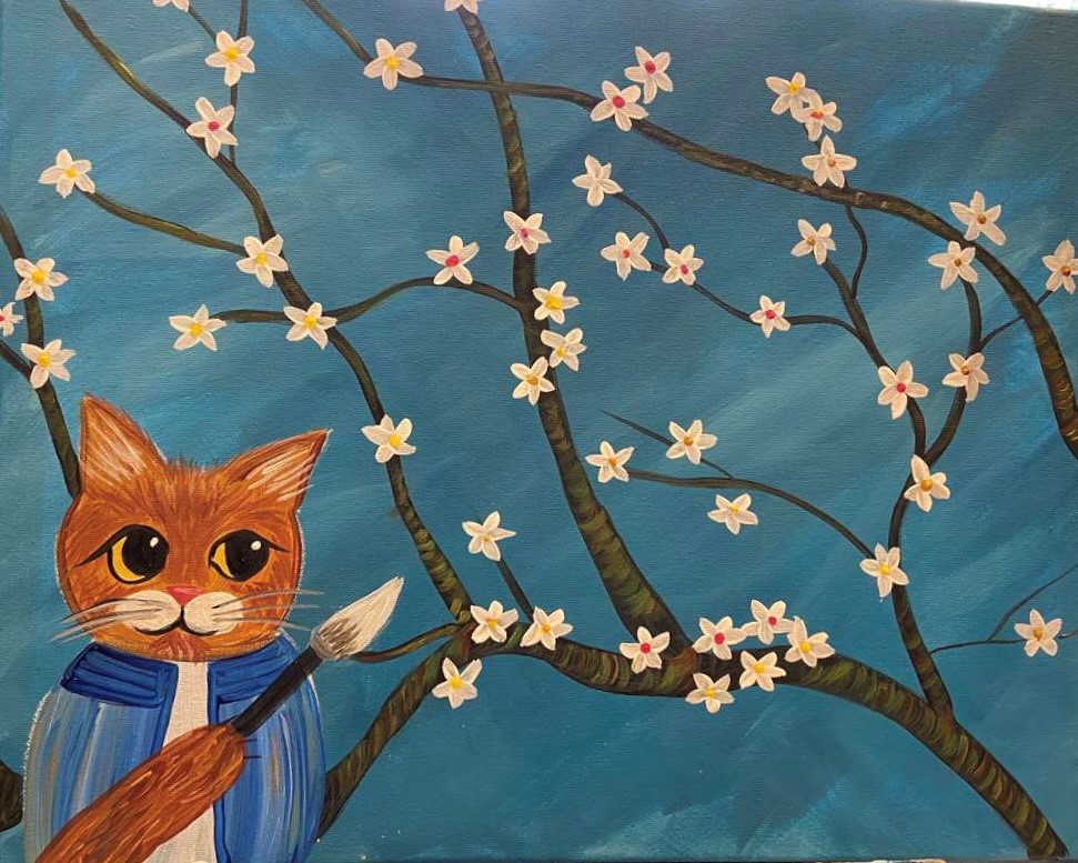 Cat Van Gogh - Pinot's Palette Painting
