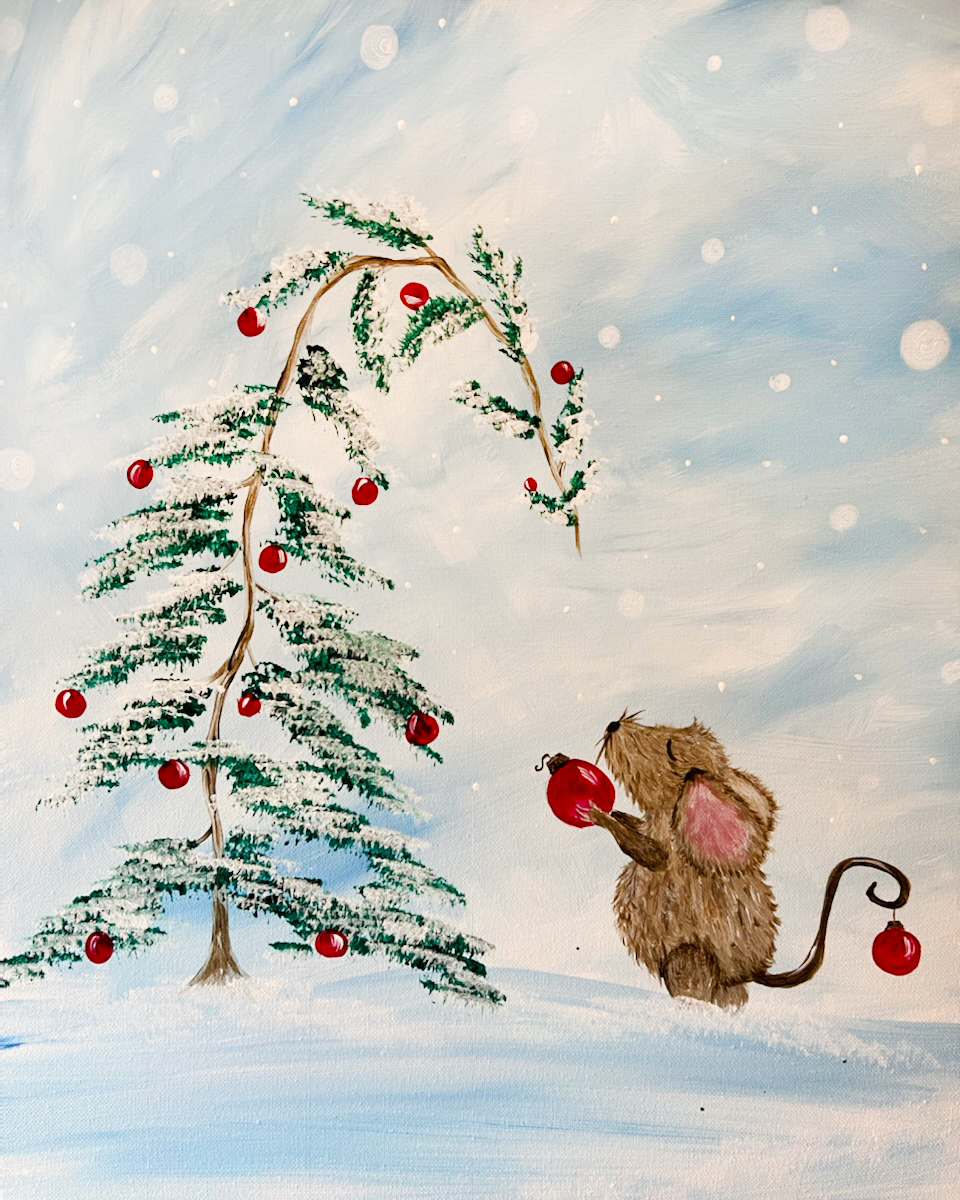 Christmas Mouse - Pinot's Palette Painting