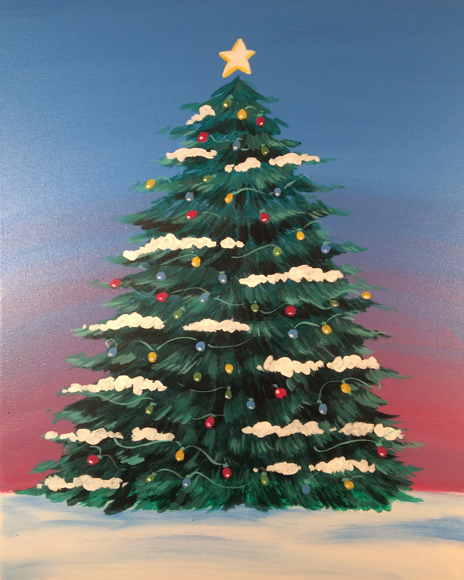 Christmas Tree with Lights - Pinot's Palette Painting