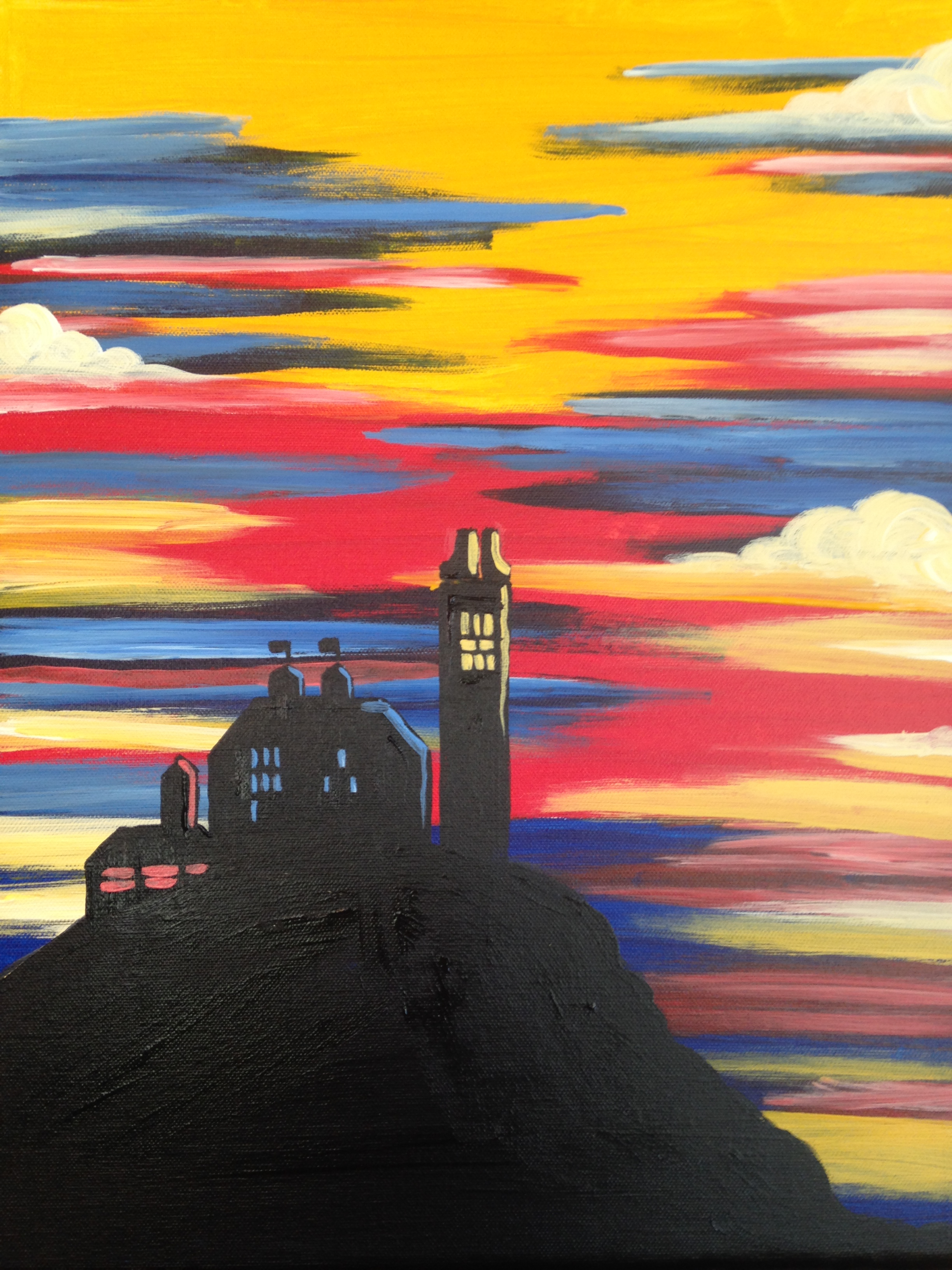 Crimson and Blue Sunset - Pinot's Palette Painting