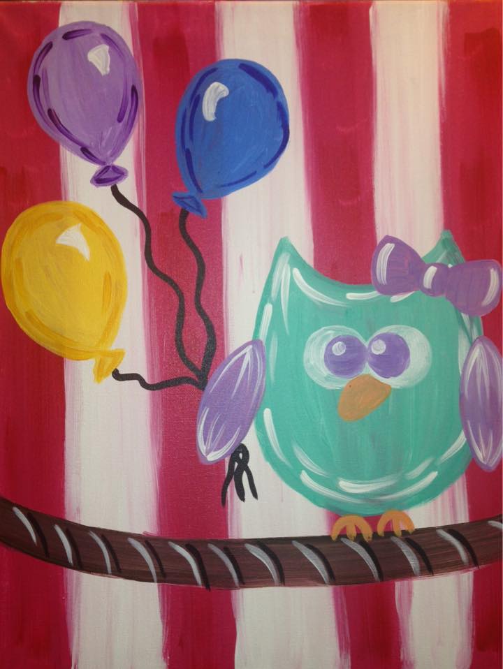 Cutie Owl Circus - Pinot's Palette Painting