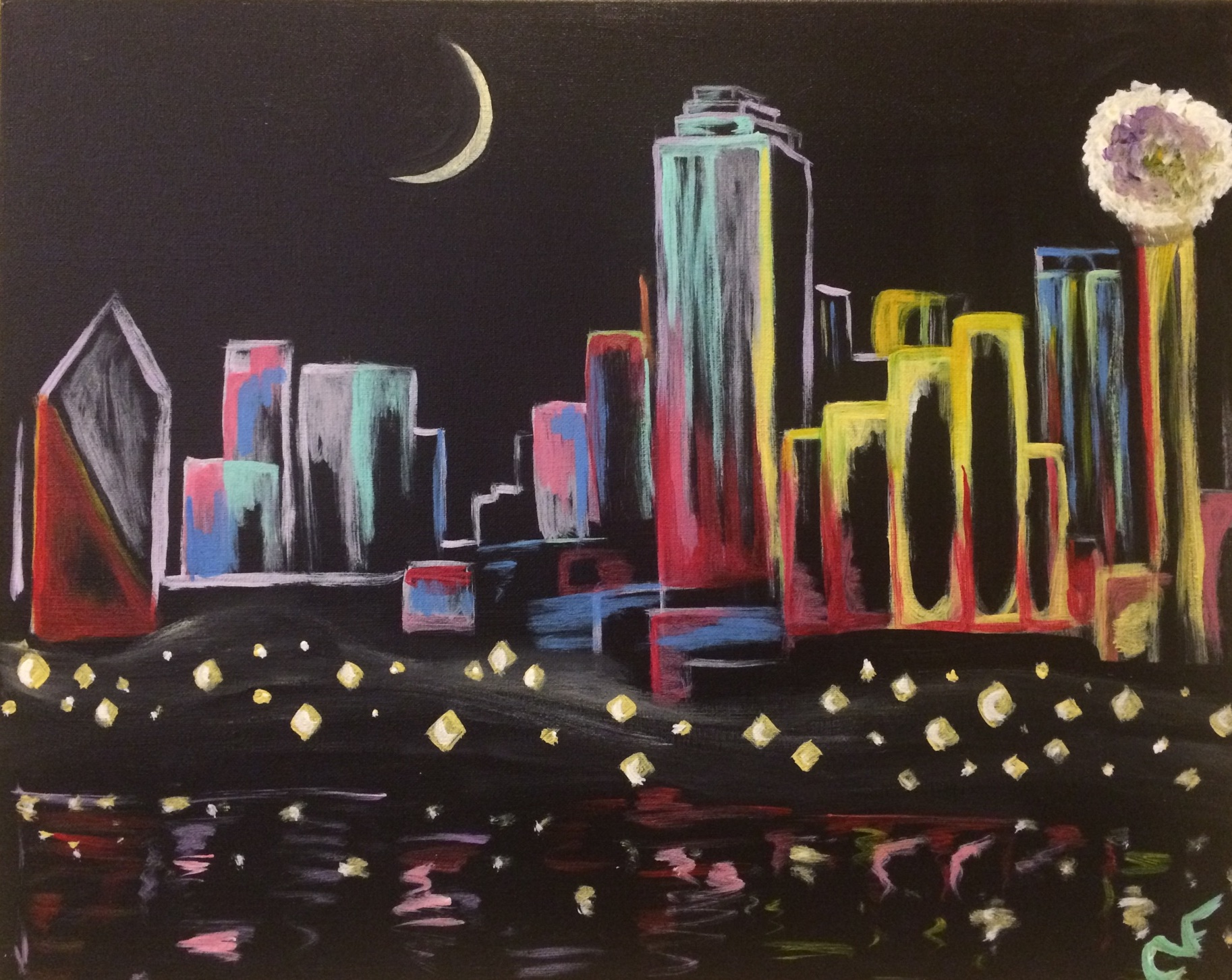 Dallas by Night - Pinot's Palette Painting