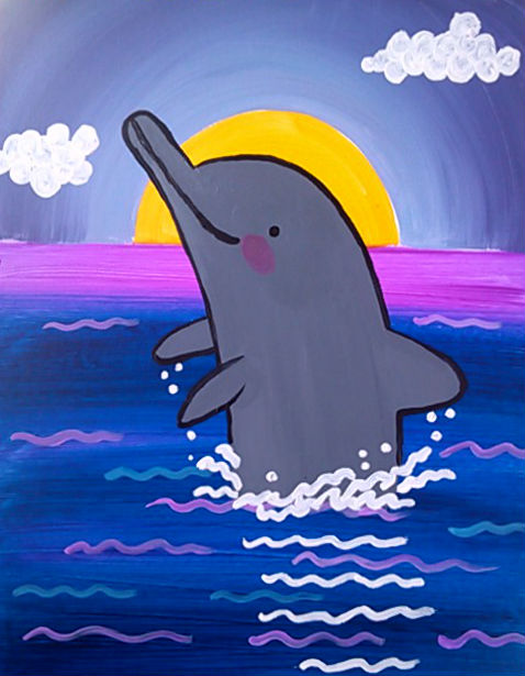 Dolphin Splash - Pinot's Palette Painting