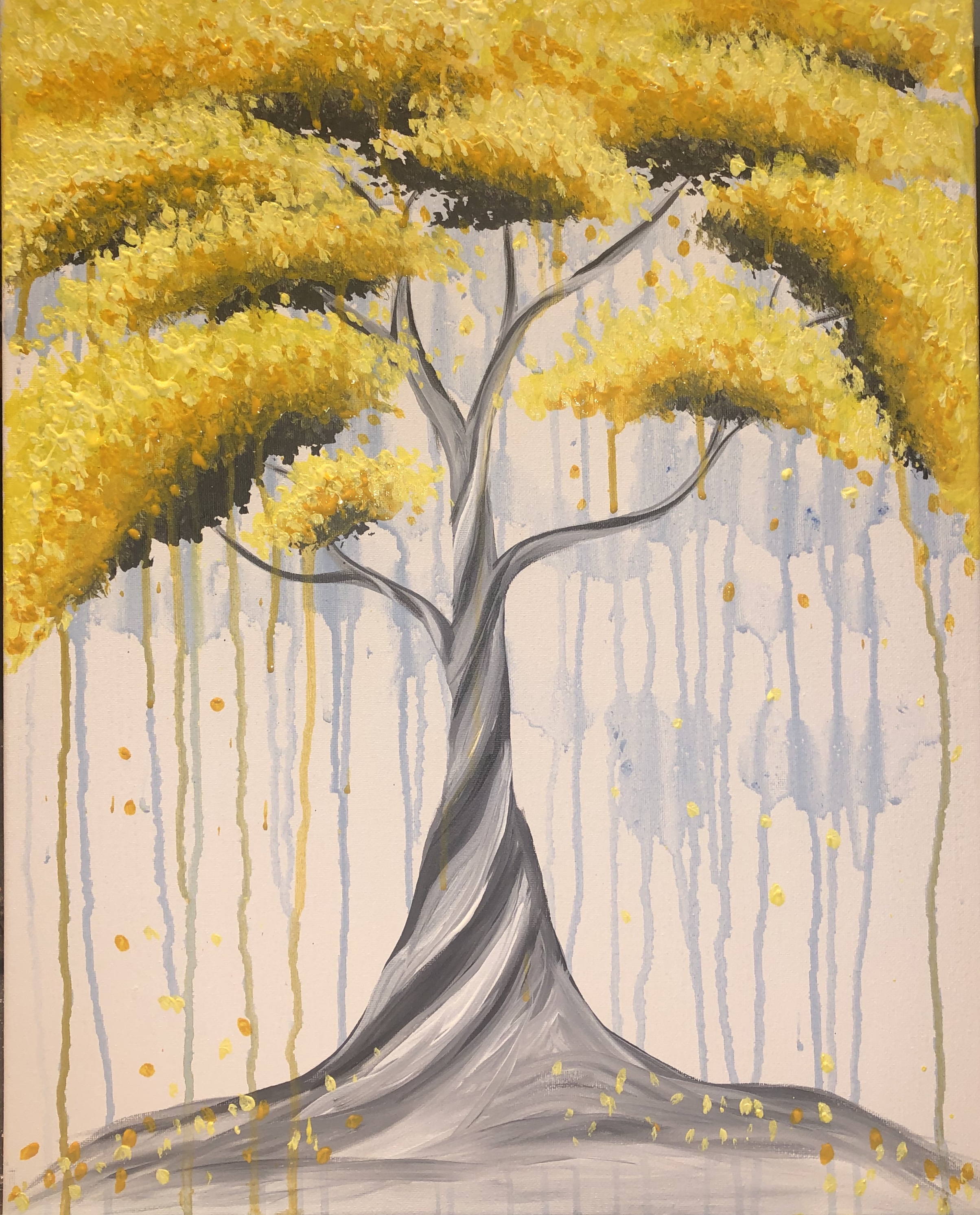Drip Drop Yellow Tree - Pinot's Palette Painting