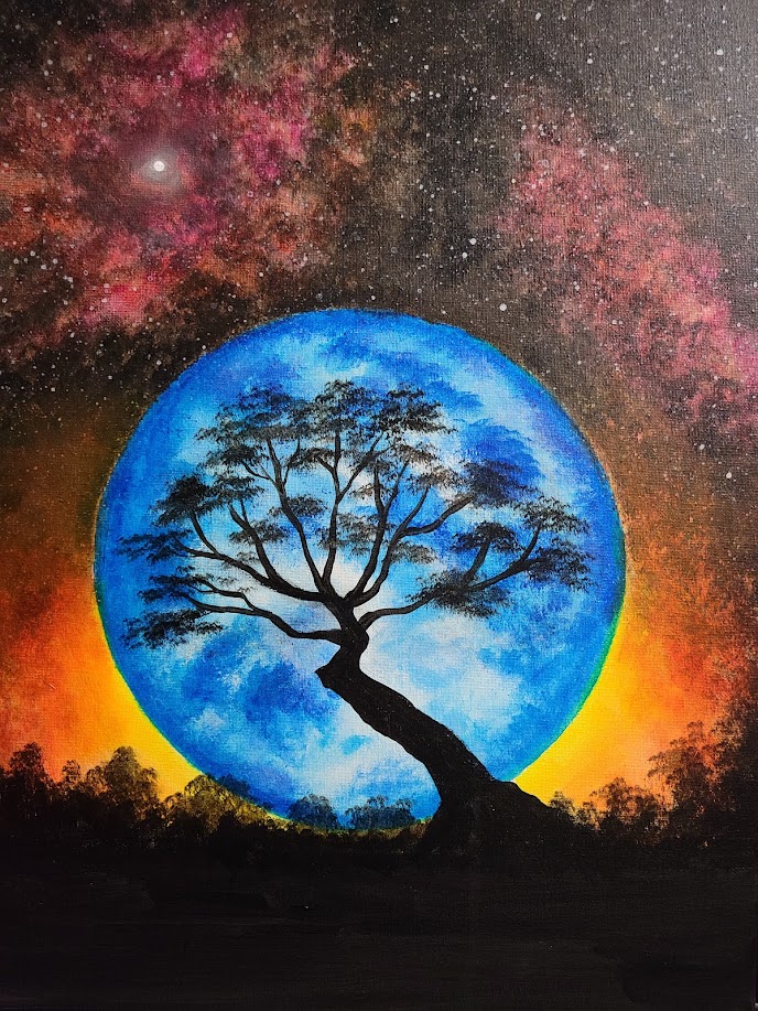 Enchanted Blue Moon - Pinot's Palette Painting
