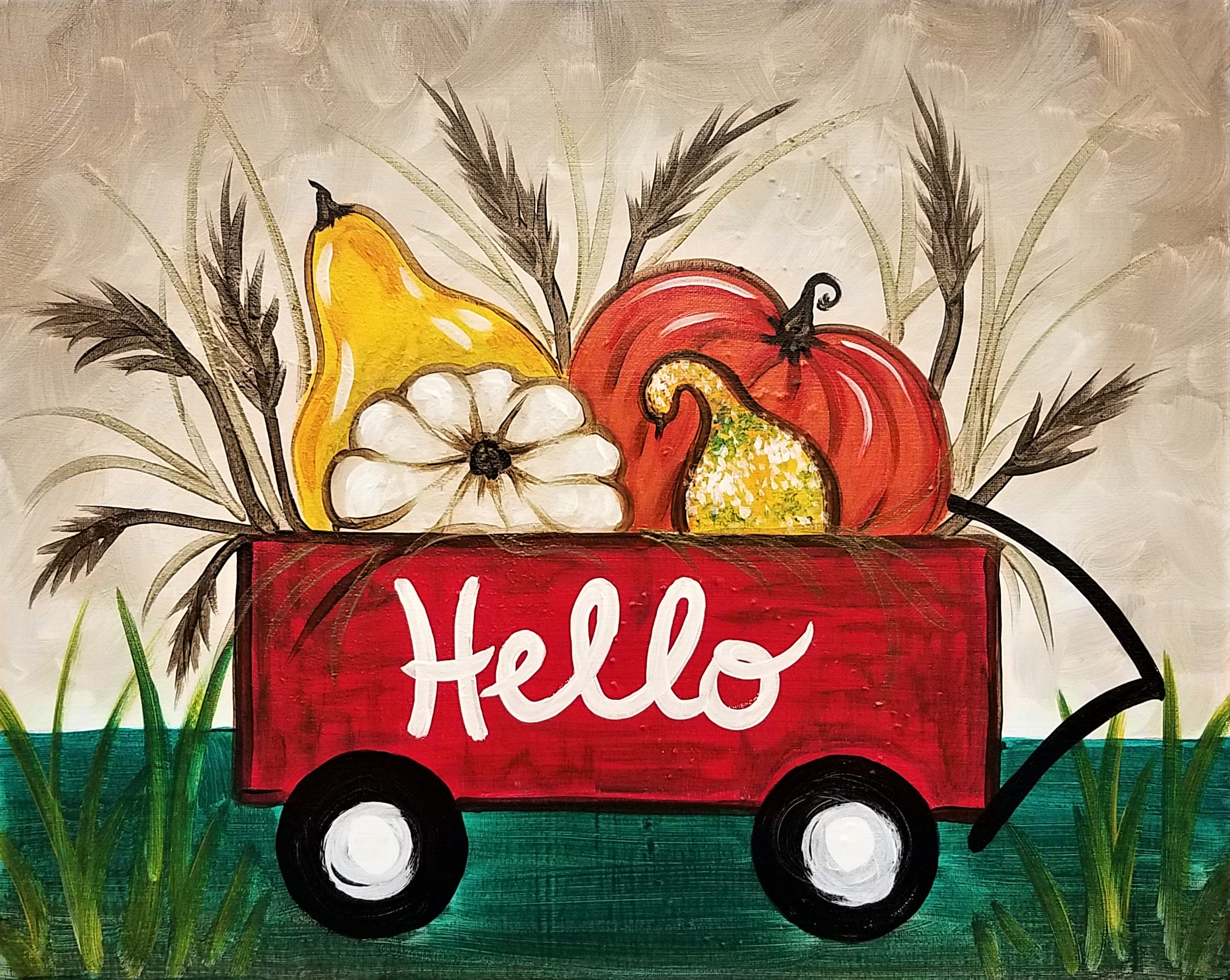 Fall Harvest Wagon - Pinot's Palette Painting