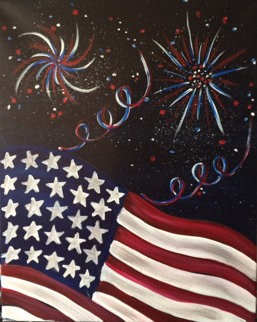 Fireworks Over the Flag - Pinot's Palette Painting