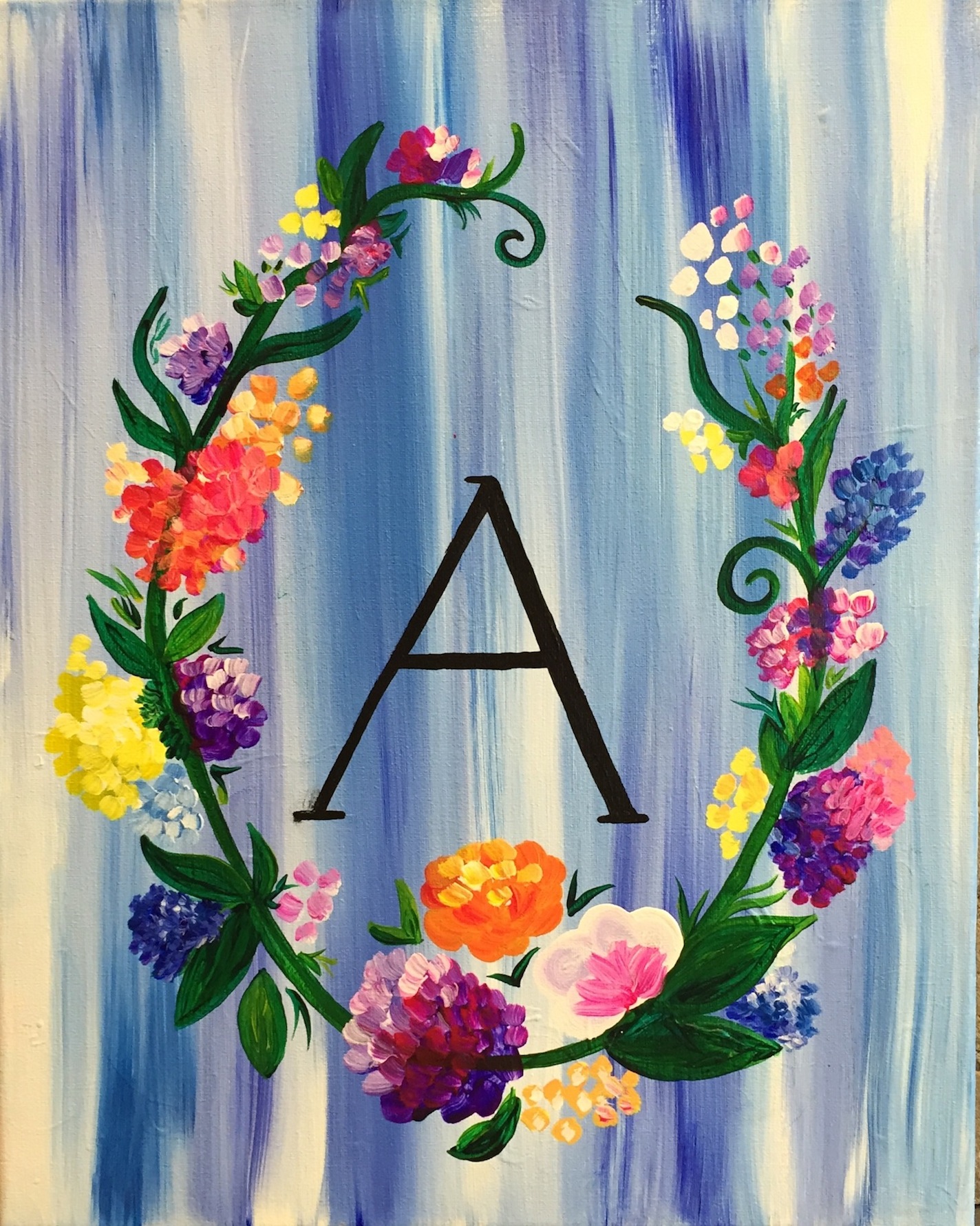 Floral Family Wreath - Pinot's Palette Painting
