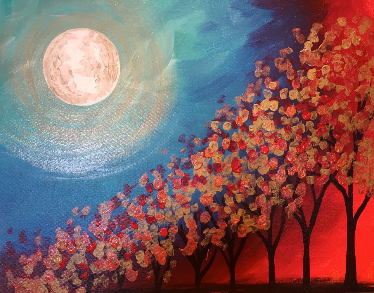 Full Moon Rising - Pinot's Palette Painting