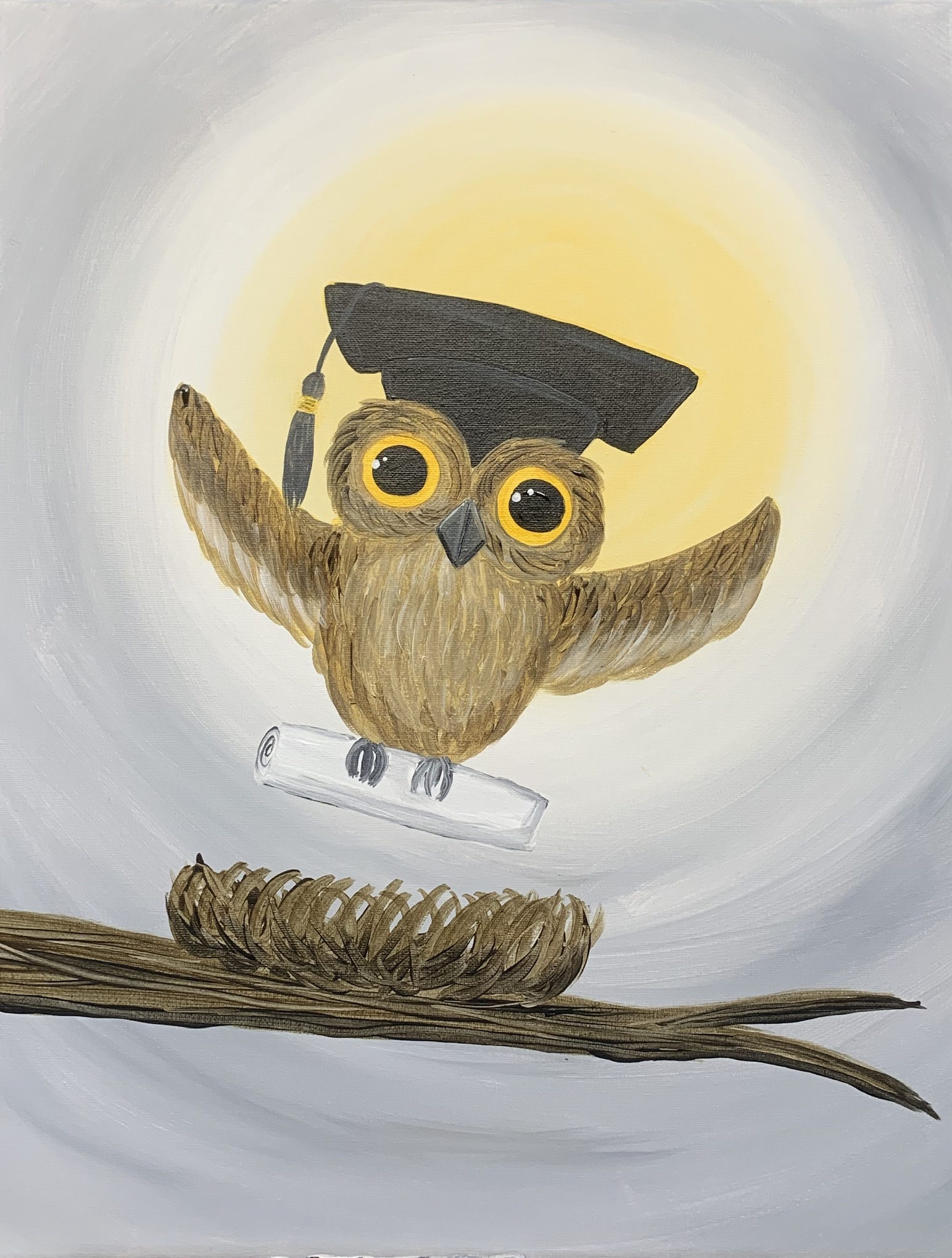 Graduation Owl - Pinot's Palette Painting