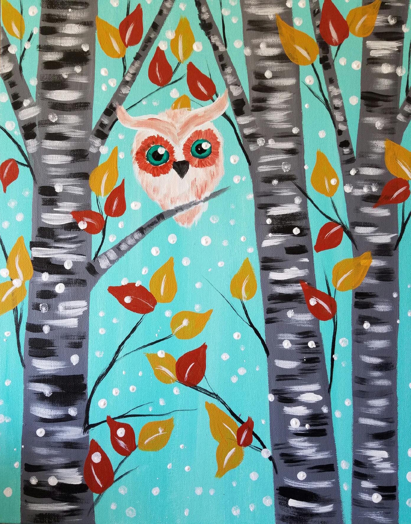 Happy Hooty - Pinot's Palette Painting