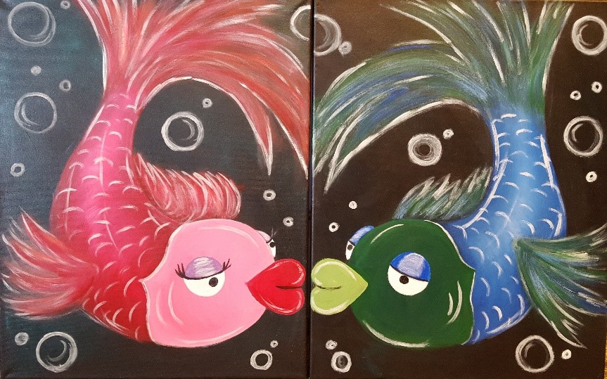 Kissy Fish - Pinot's Palette Painting