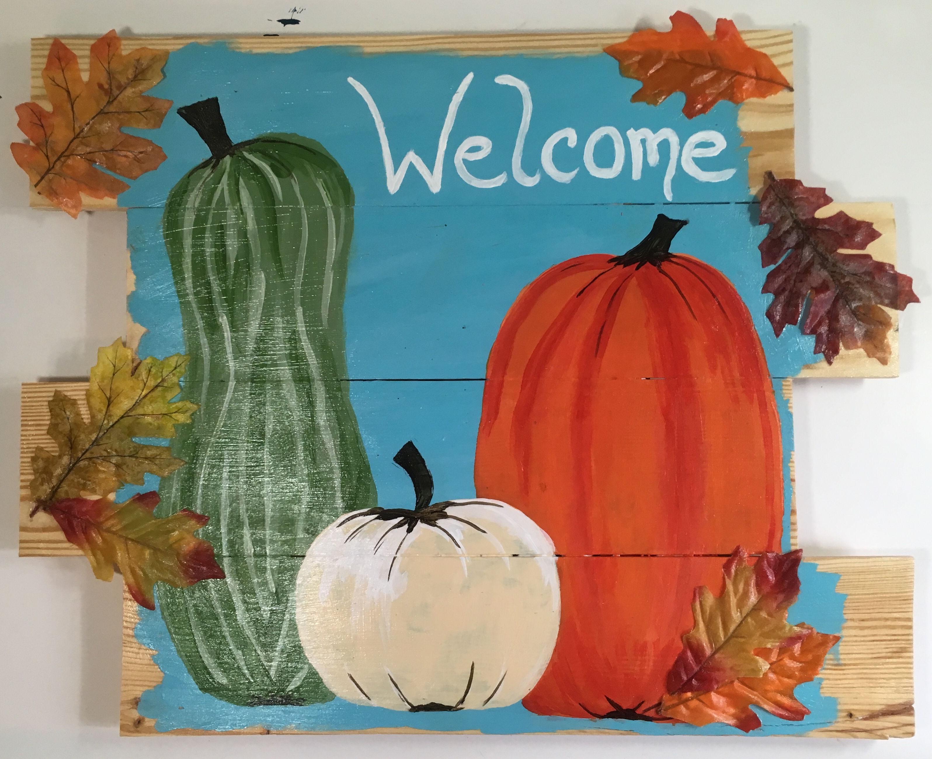 Leafy Fall Welcome Wood Pallet Sign - Pinot's Palette Painting