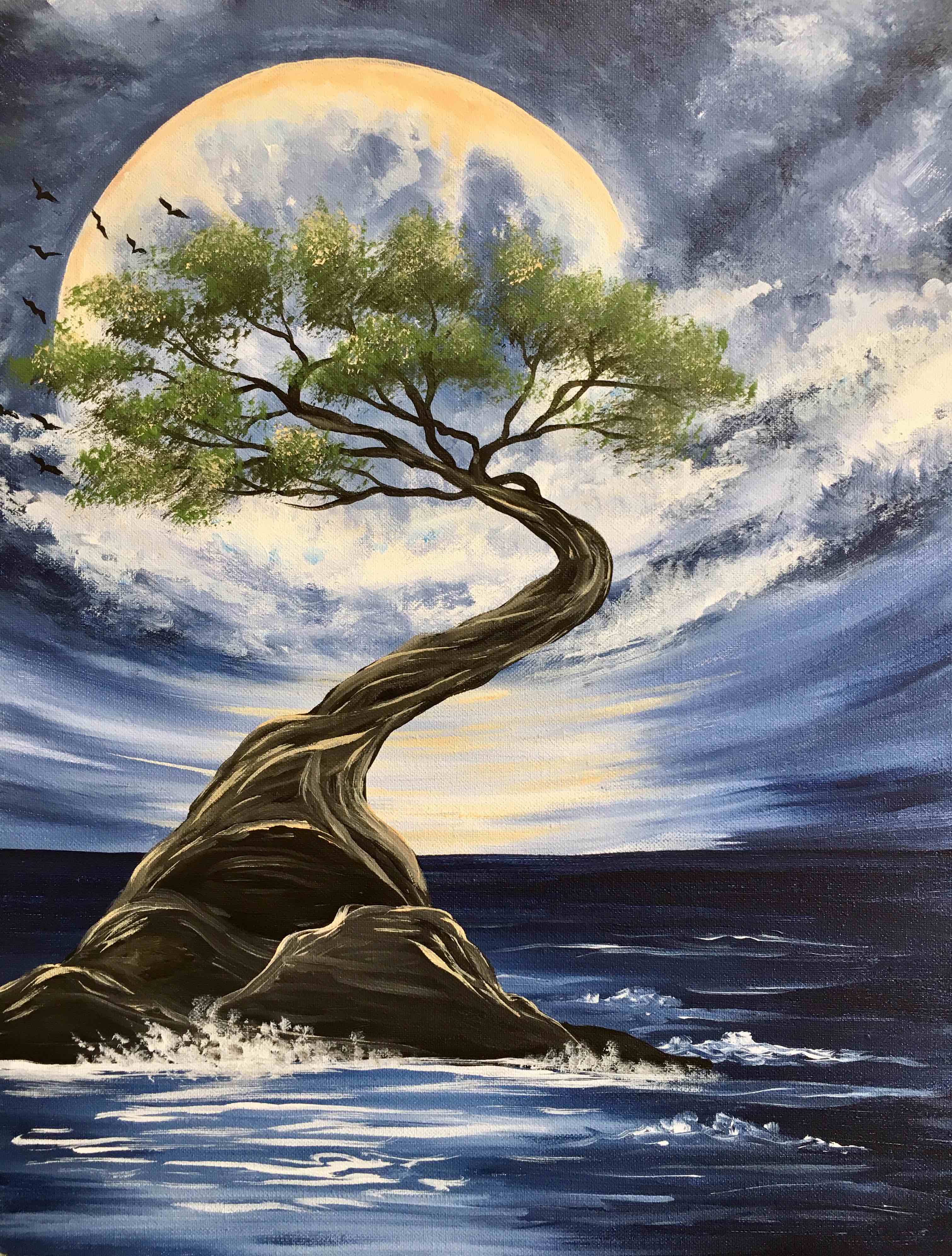 Lone Cypress Tree - Pinot's Palette Painting