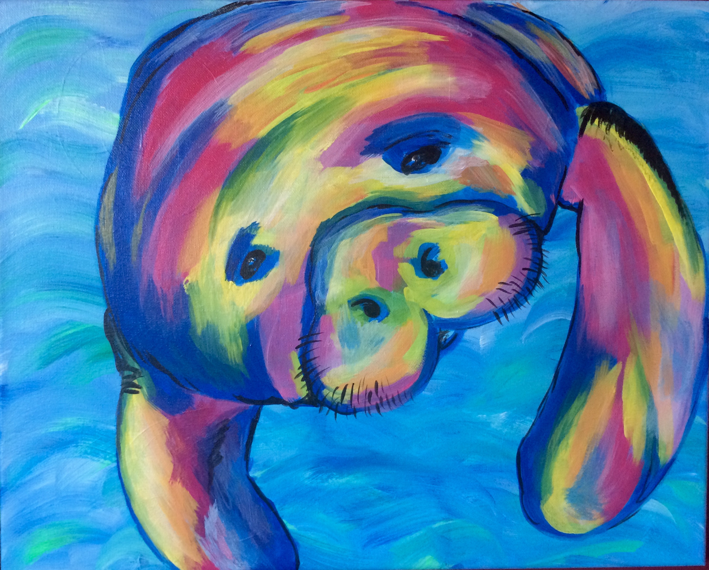 Manatee Selfie - Pinot's Palette Painting