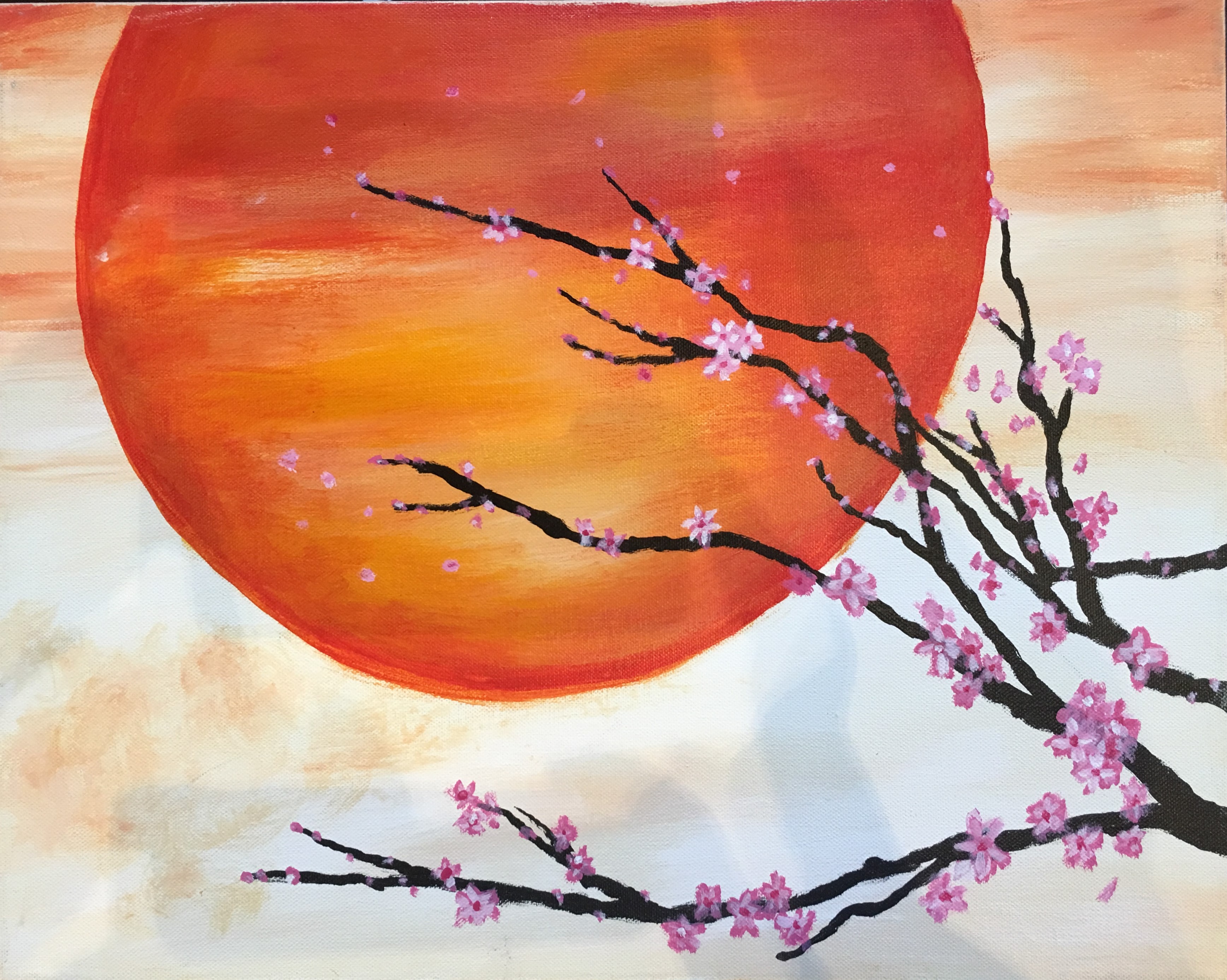 Mandarin Sunset Written Instructions - Pinot's Palette Painting