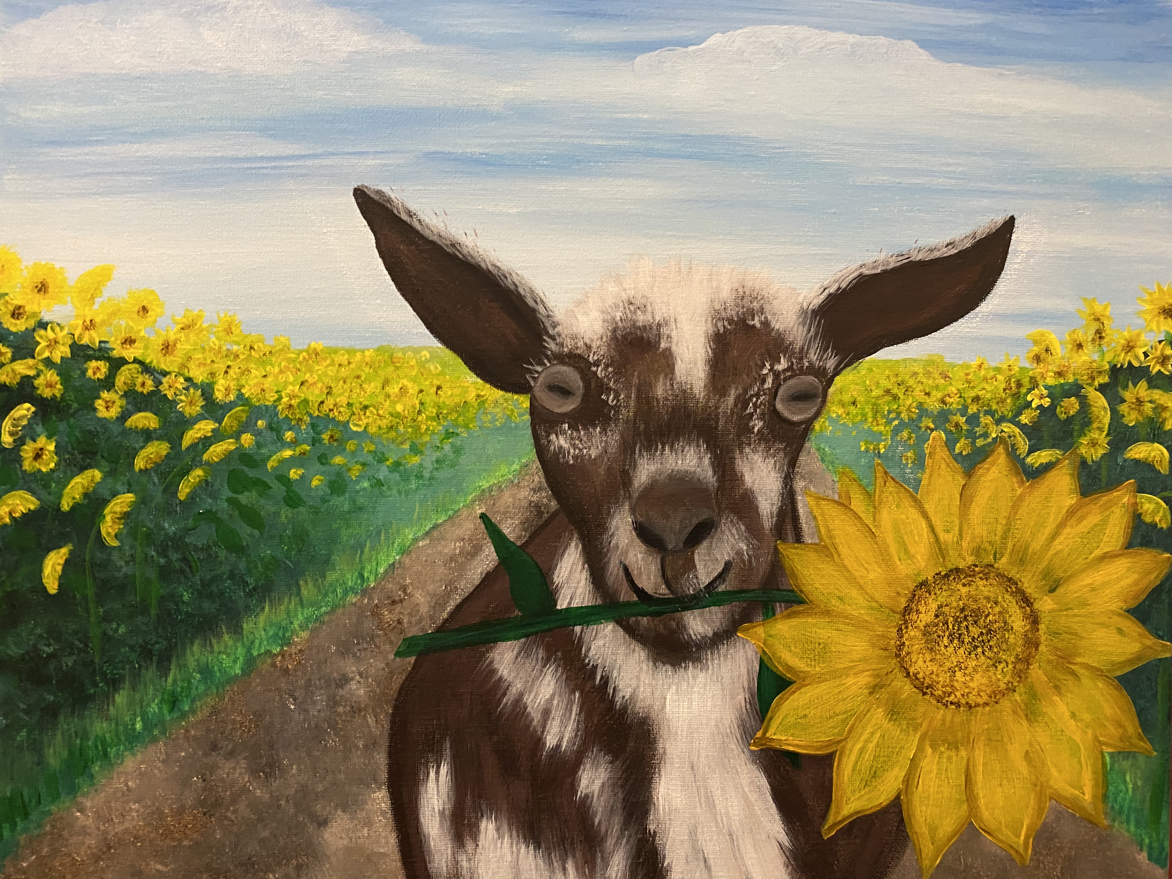 Mocha and Sunflowers - Pinot's Palette Painting