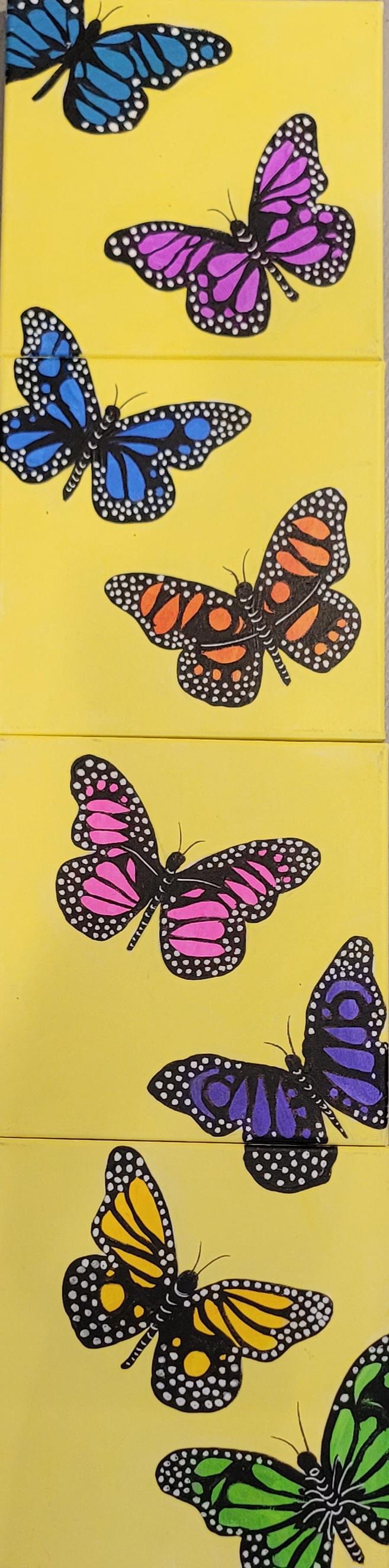 Monarch Butterfly Collaborative Painting 10 x 10 canvases - Pinot's ...