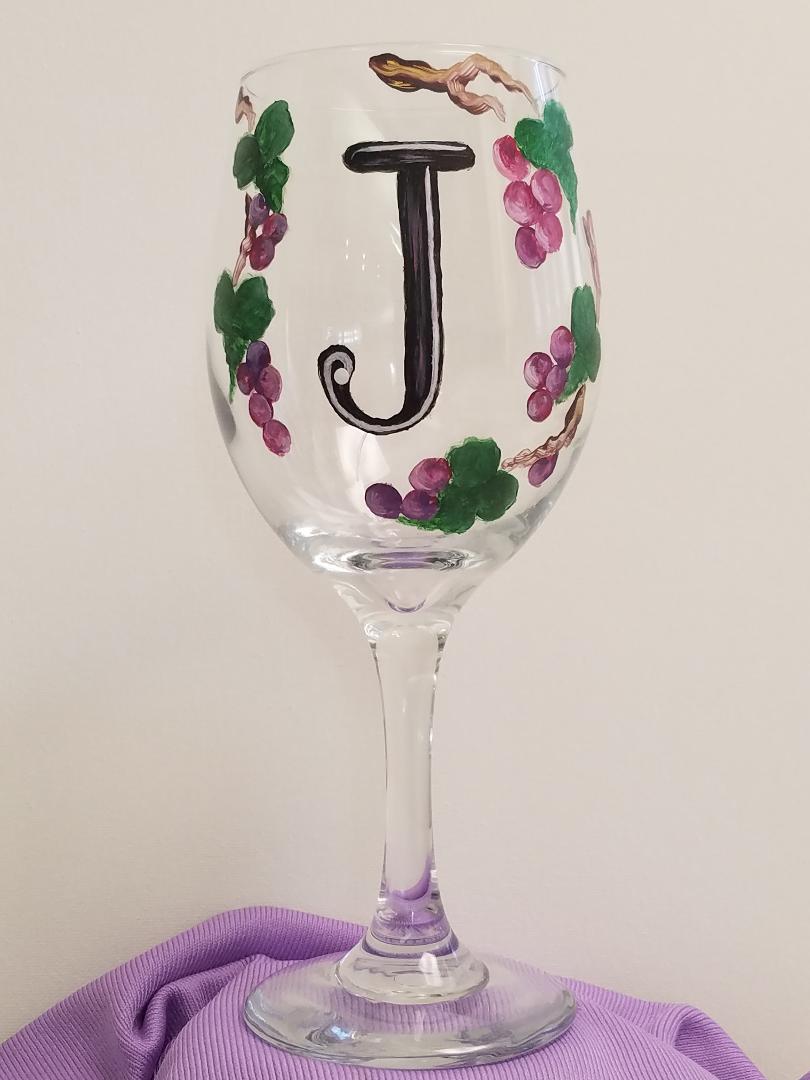 Monogram Wine Glass - Pinot's Palette Painting