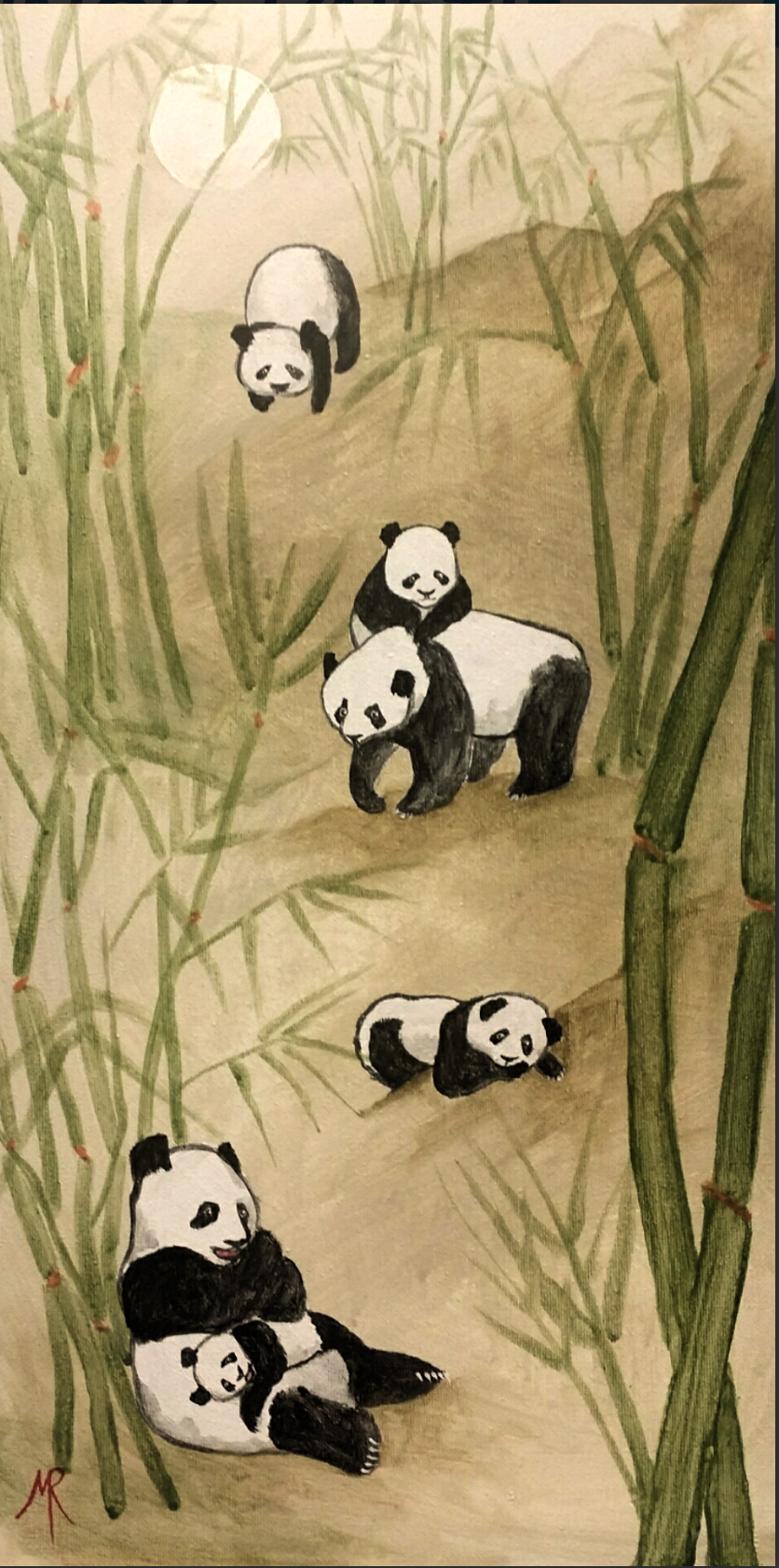 Panda-monium - Pinot's Palette Painting