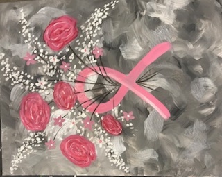 Pink Ribbon Bouquet - Pinot's Palette Painting