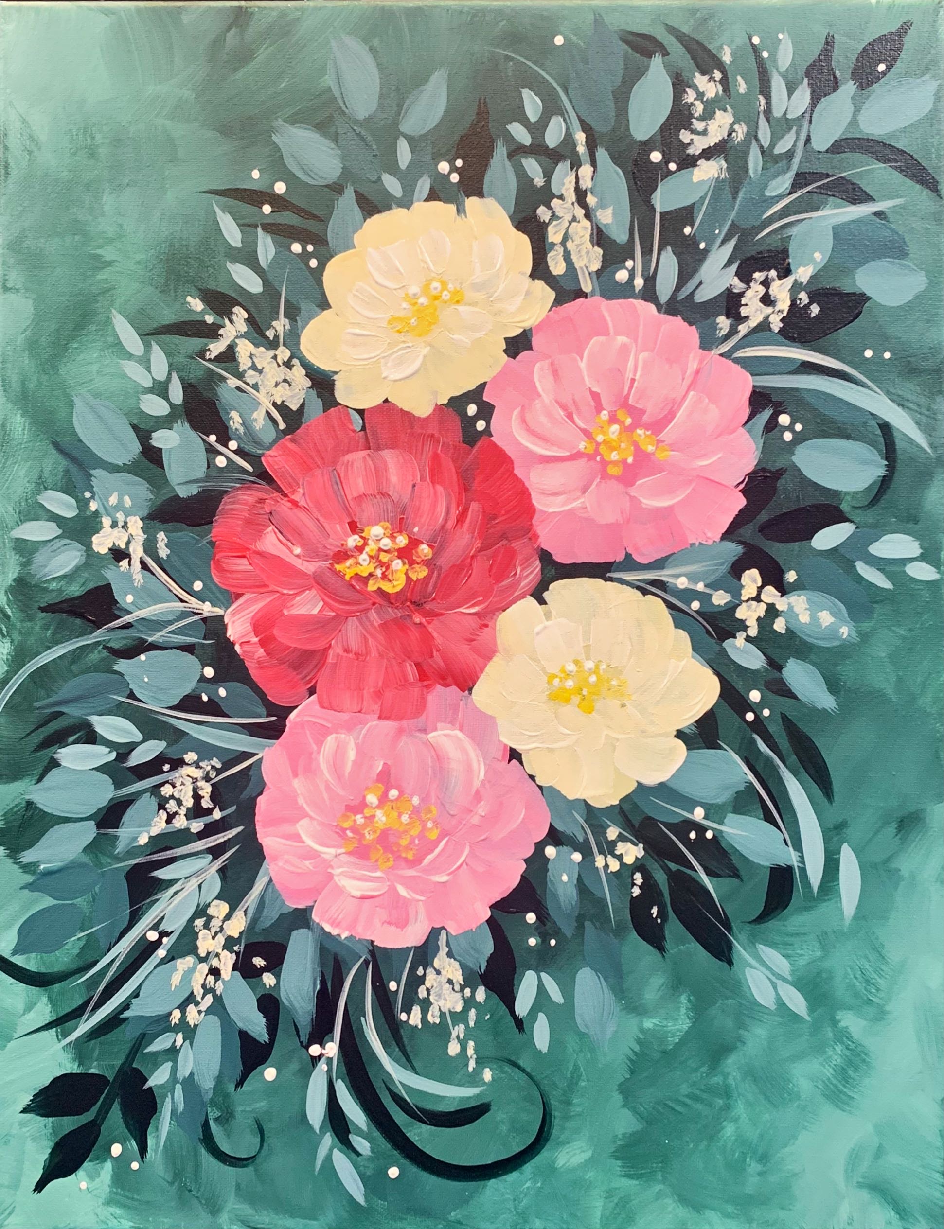 Pretty Pink Peonies - Pinot's Palette Painting
