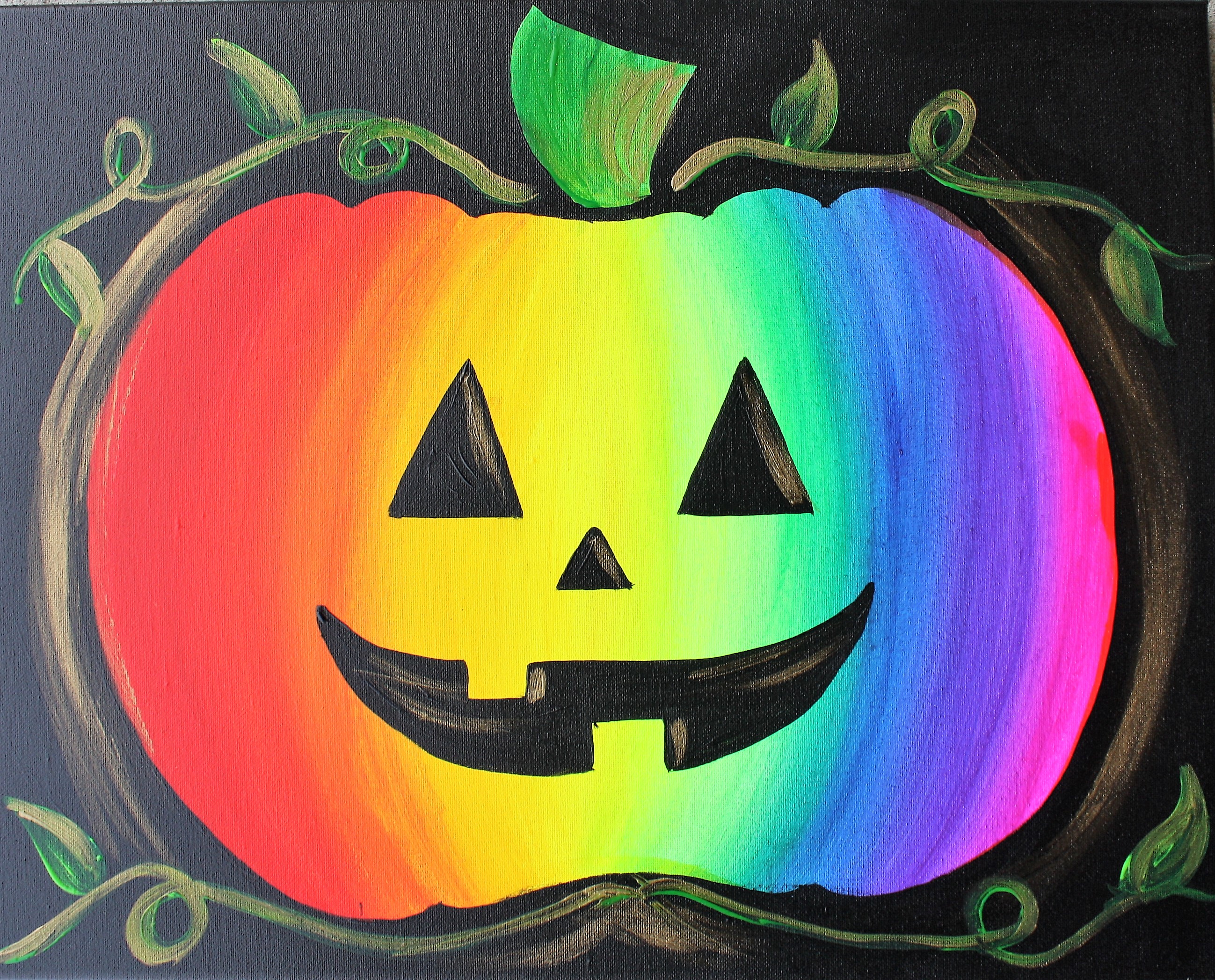 Rainbow Jack-O-Lantern - Pinot's Palette Painting