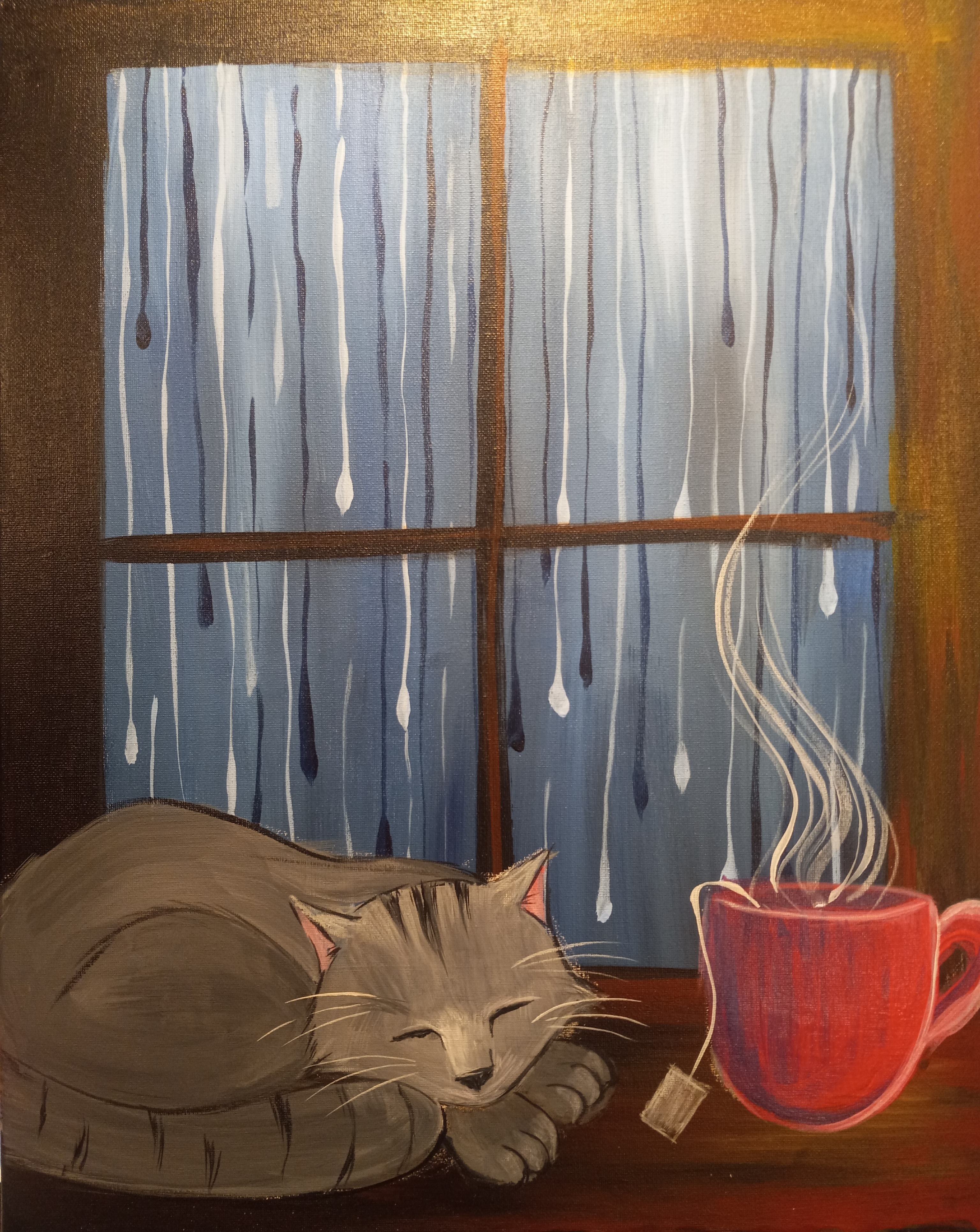 Rainy Day Purr-fection - Pinot's Palette Painting