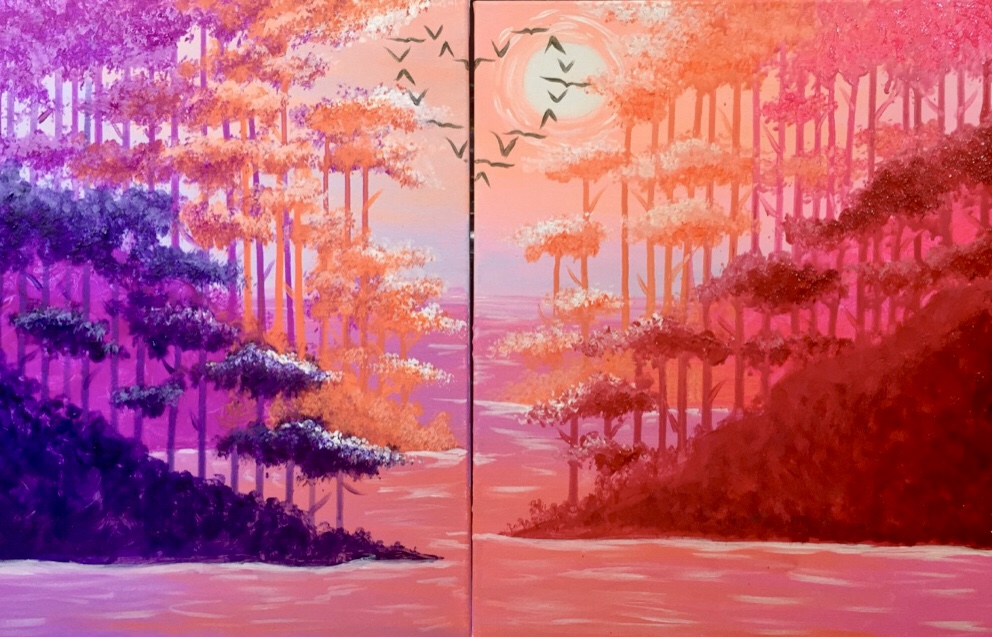 Rosy Sunset (Date Night) - Pinot's Palette Painting