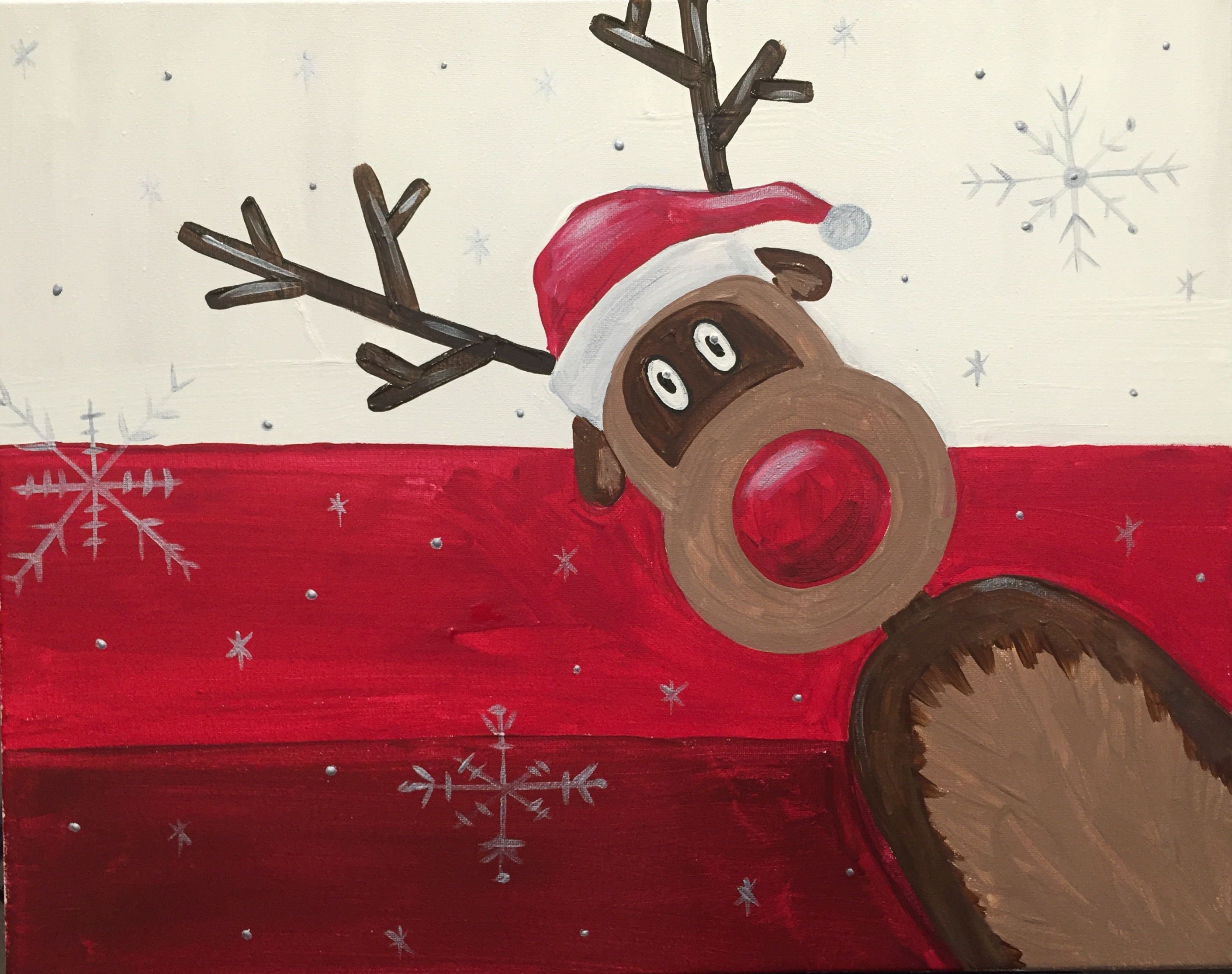 Snow Day for Rudolph - Pinot's Palette Painting