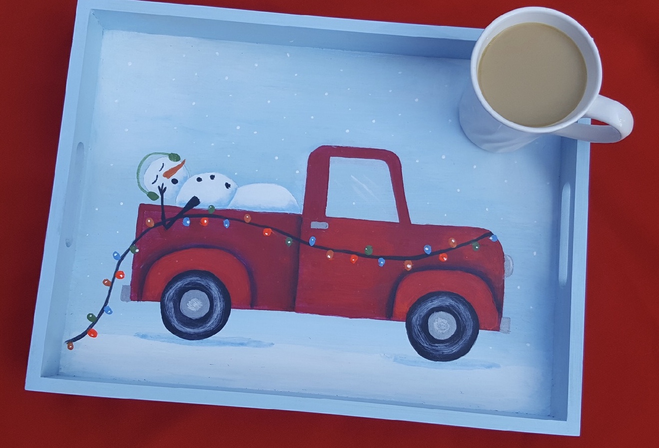 SnowFlake Express tray - Pinot's Palette Painting