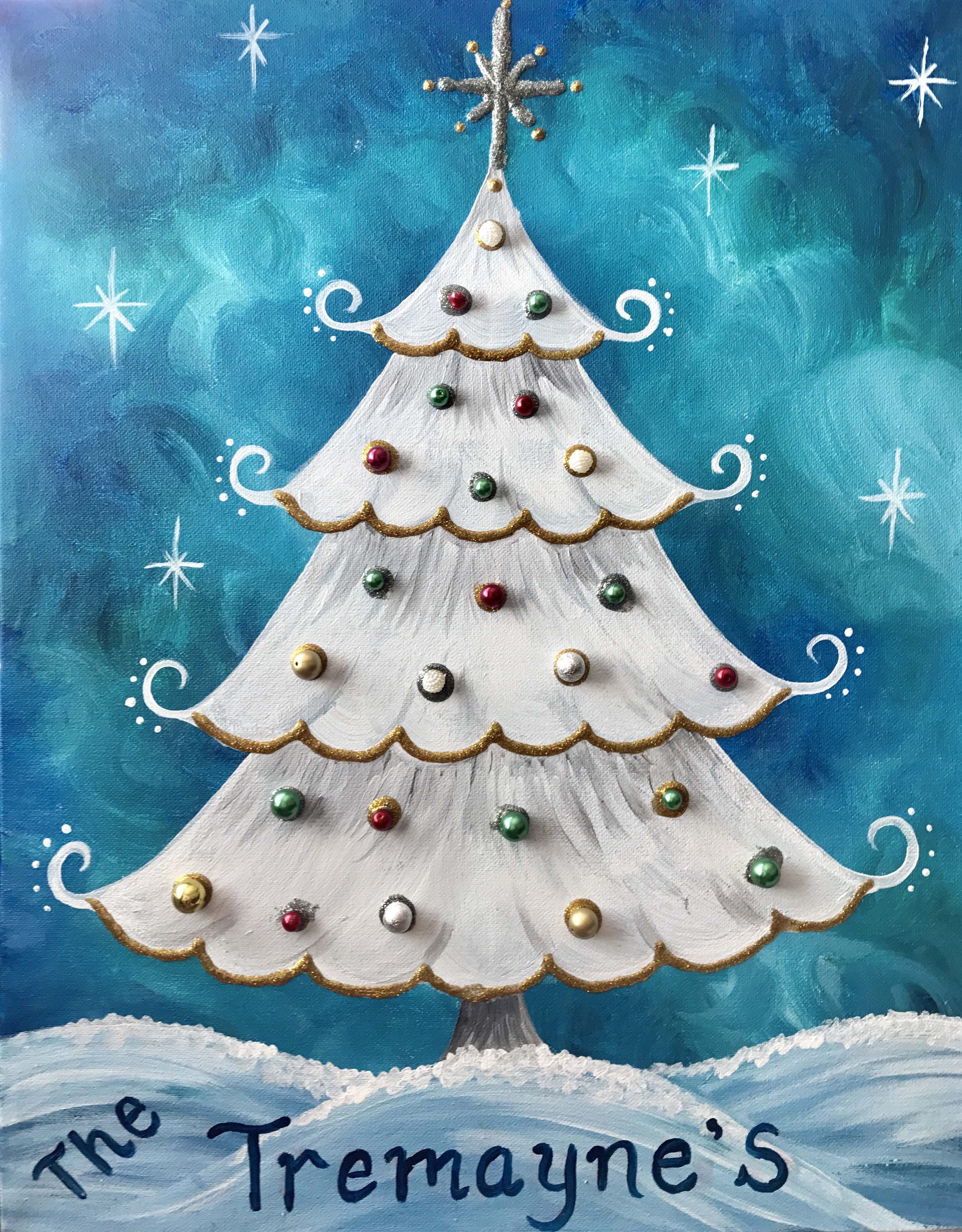 Sparkle and Glitter Christmas Tree - Pinot's Palette Painting