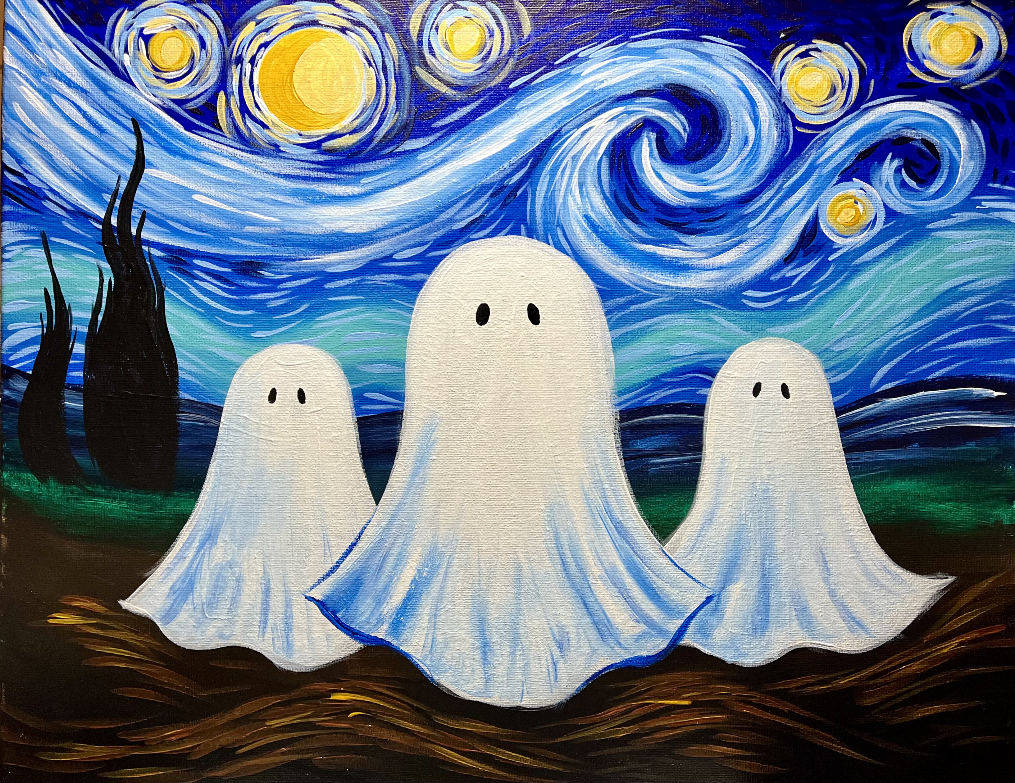 Spooktacular Starry Night - Pinot's Palette Painting