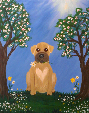 Spring Puppy - Pinot's Palette Painting