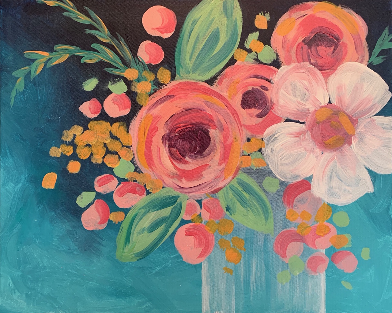 Sugar Coral Blossoms - Pinot's Palette Painting