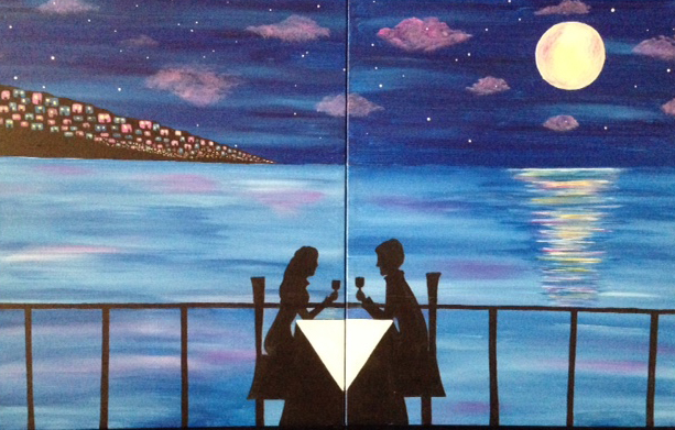 Table for Two - Pinot's Palette Painting