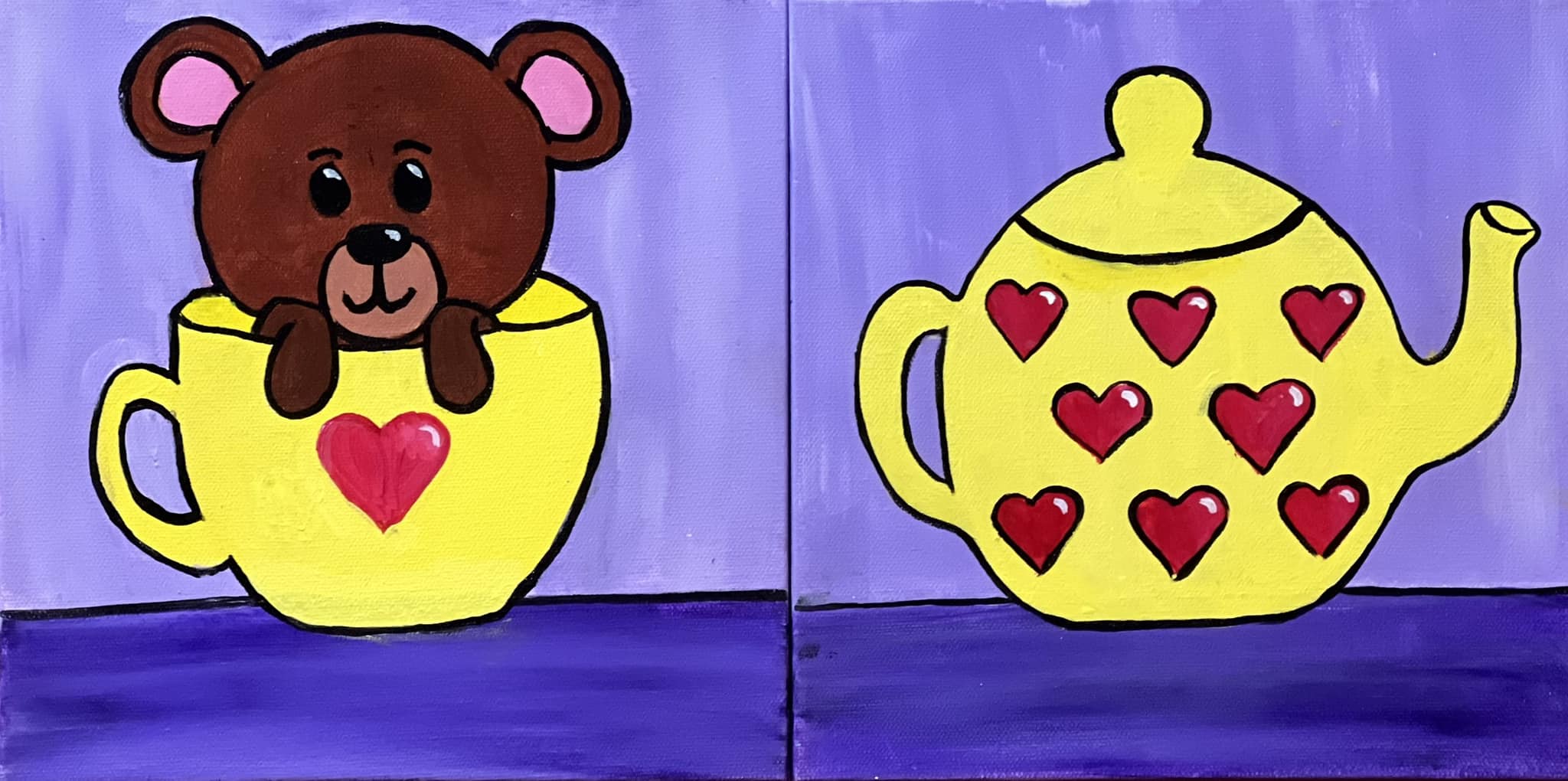 Teddy Bear Tea - Pinot's Palette Painting