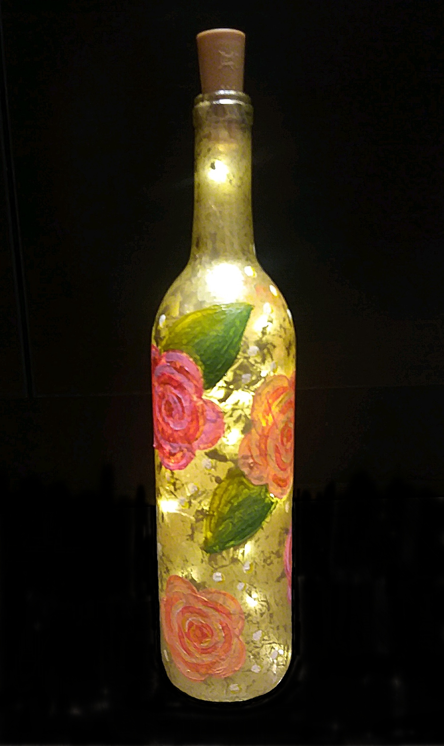 Vintage Rose Wine Bottle - Pinot's Palette Painting