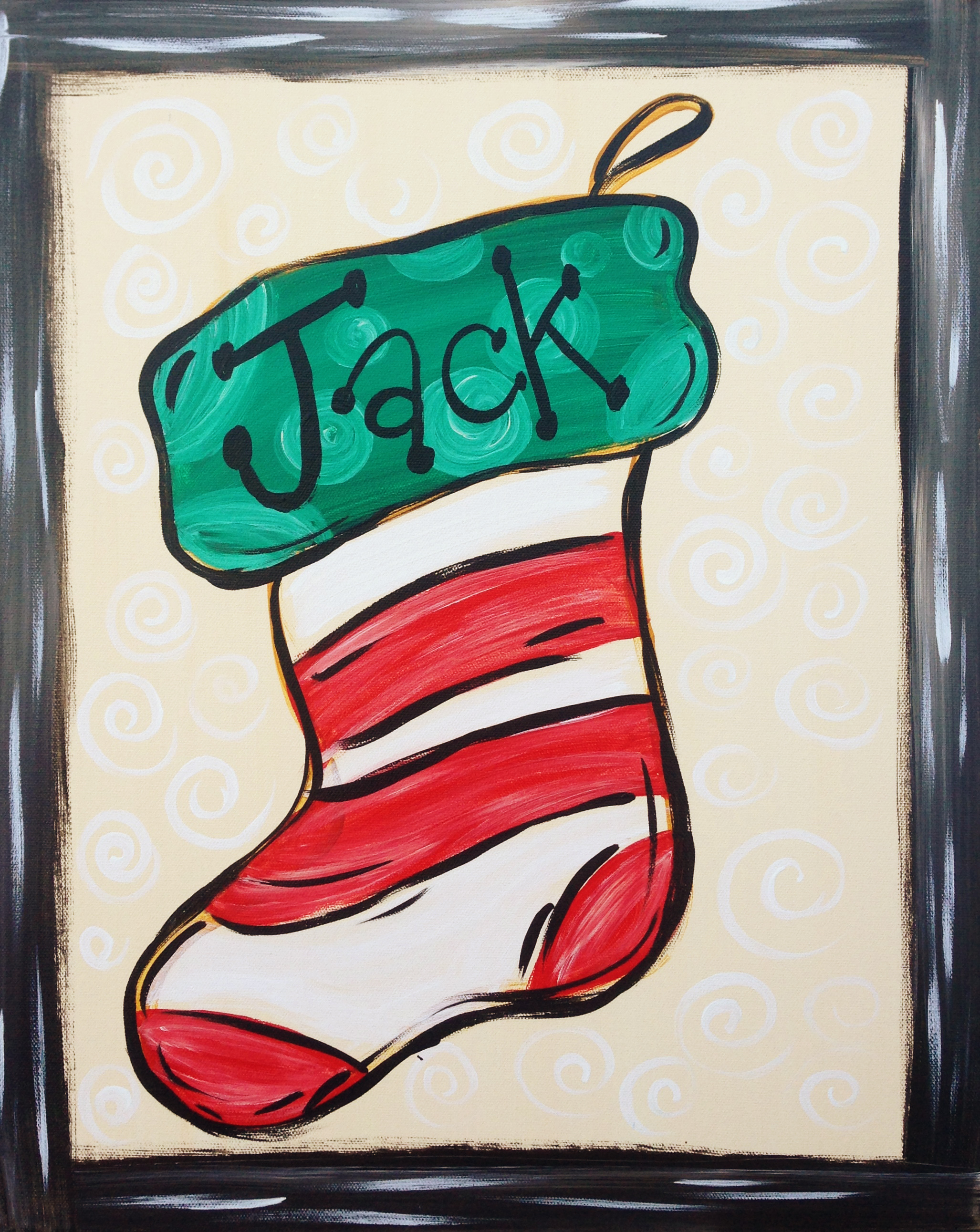 Vintage Stocking - Pinot's Palette Painting